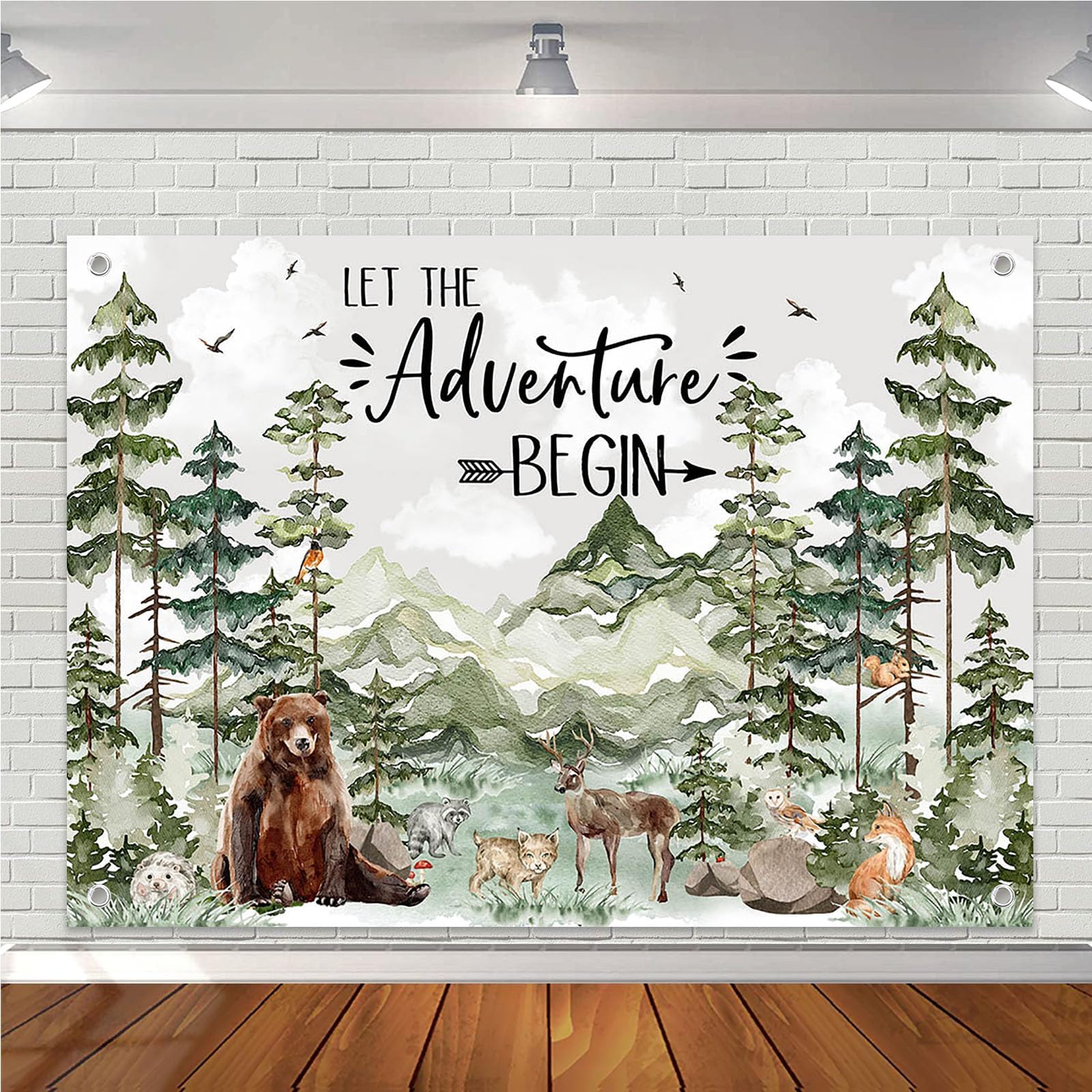 Amazon.com : Avezano Woodland Baby Shower Backdrop Woodland Animals ...