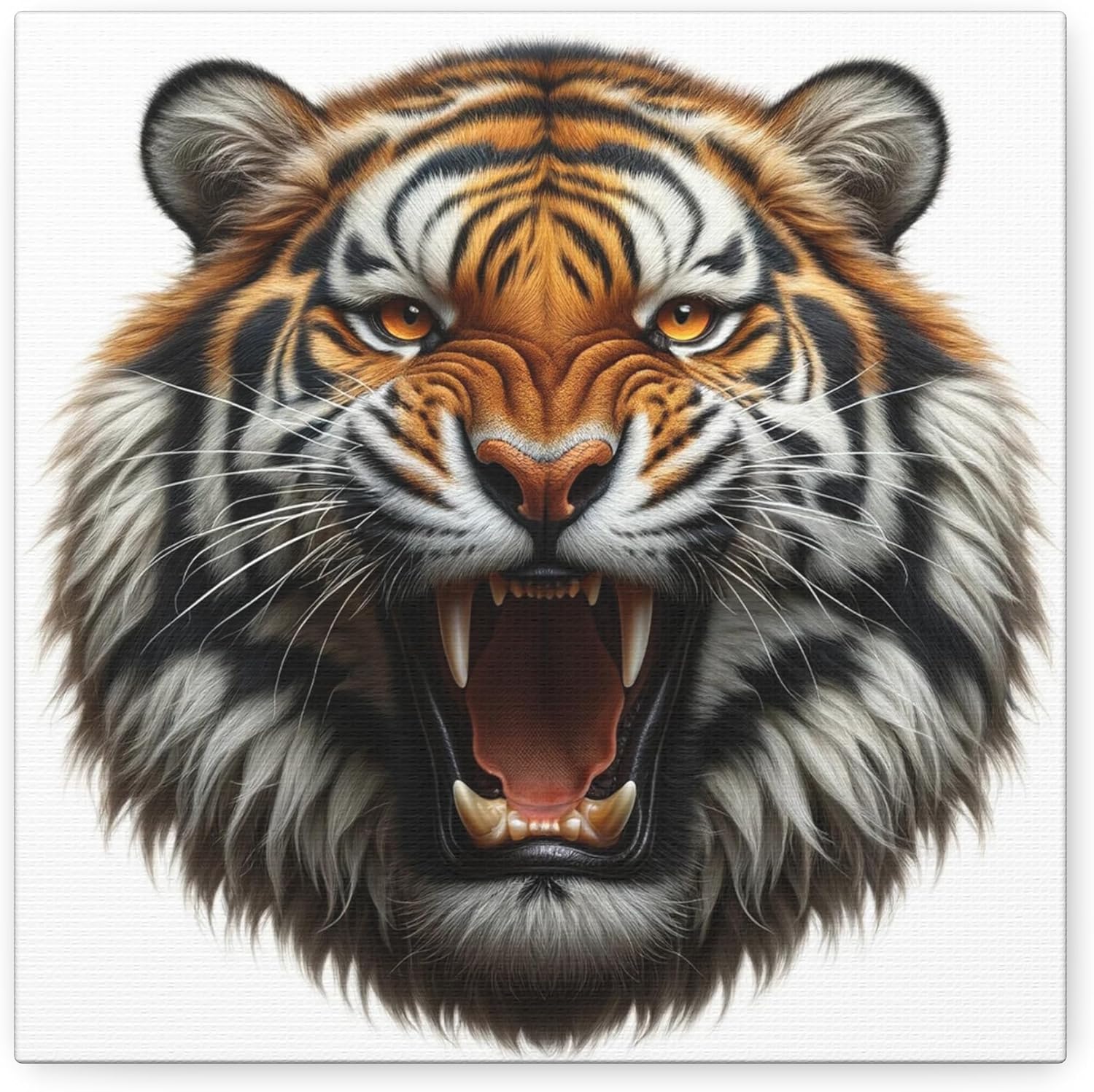 Amazon.com: Snarling Tiger Wall Art Canvas Print Gallery Wrap 10x10 ...