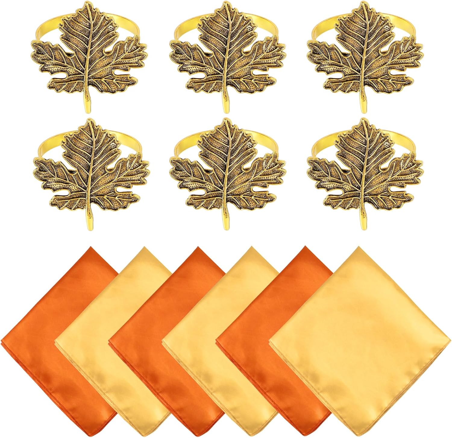 Amazon.com: Lovmeety Fall Napkins and Napkin Rings Set of 12, 6pcs ...