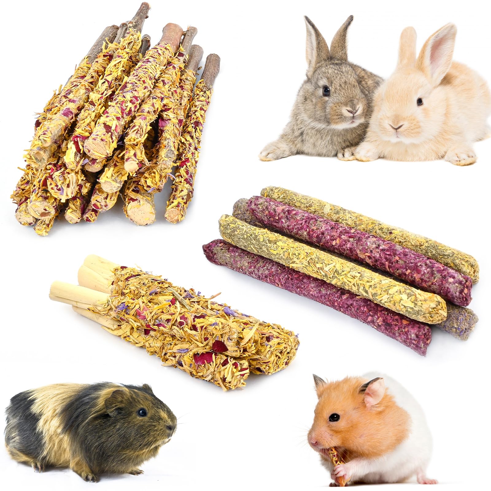 Amazon.com : VCZONE Bunny Chew Toys for Rabbits, 29PCS Natural Wood ...