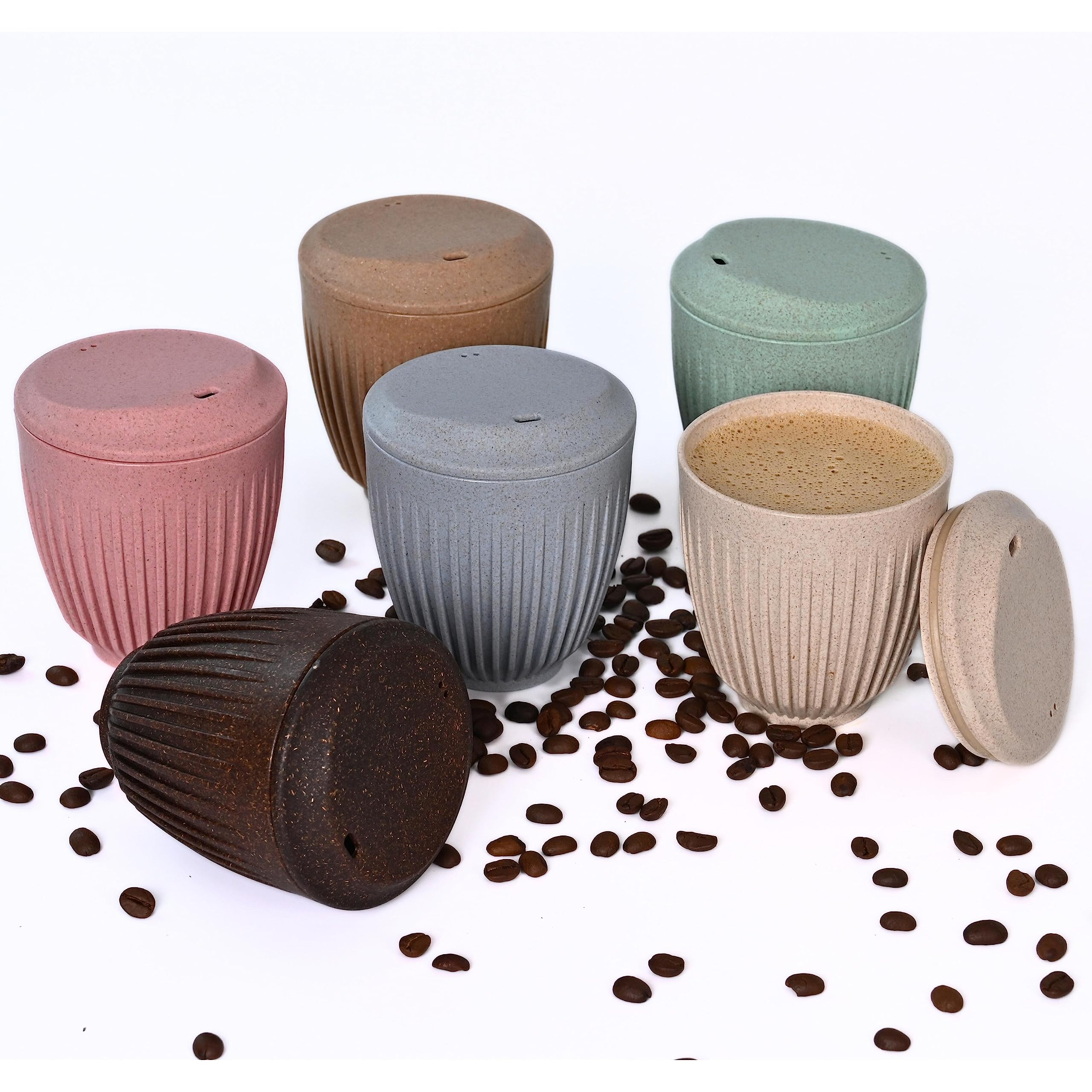Buy Eha Earth Friendly Retro Coffee Mug with Lid | Tea Cup Set of 6 ...