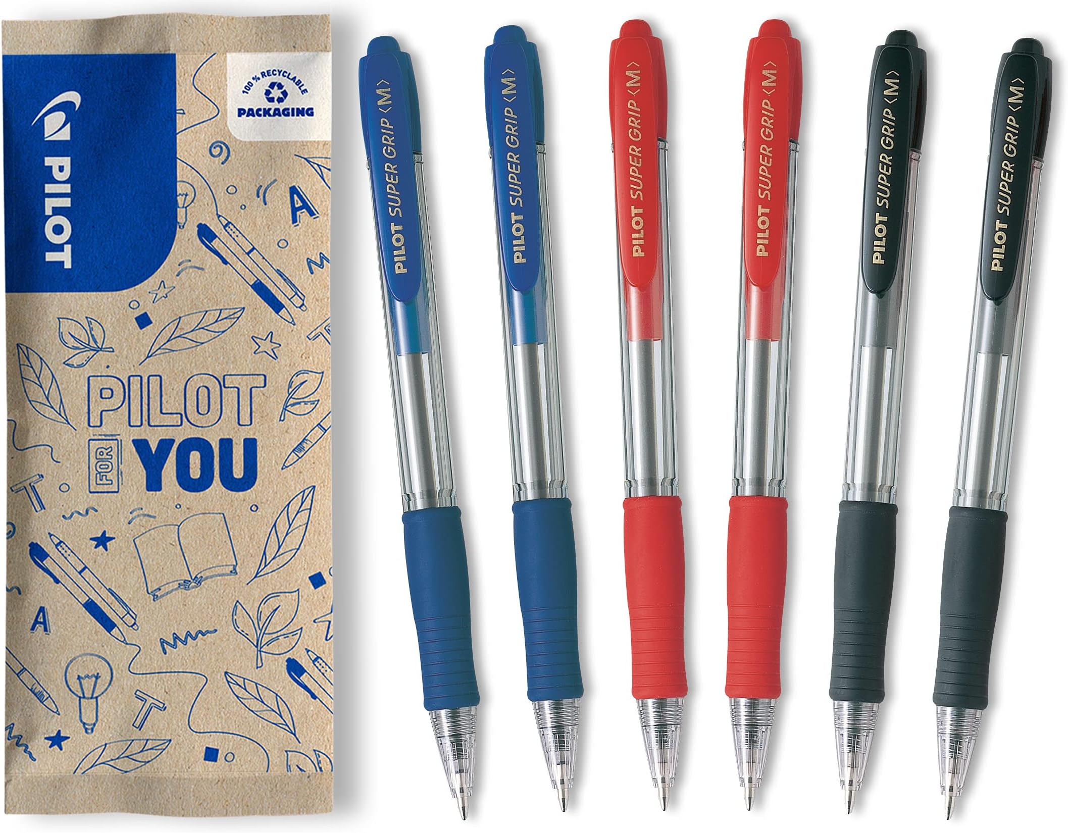 Pilot -Flowpack 6uds- Super Grip Bolígrafo retráctil colores surtidos 2 ...