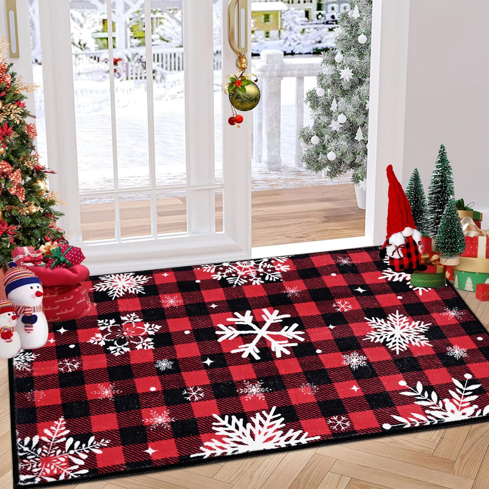 Amazon.com: FRAMICS Christmas Area Rug 2 x 3, Red and Black Buffalo ...
