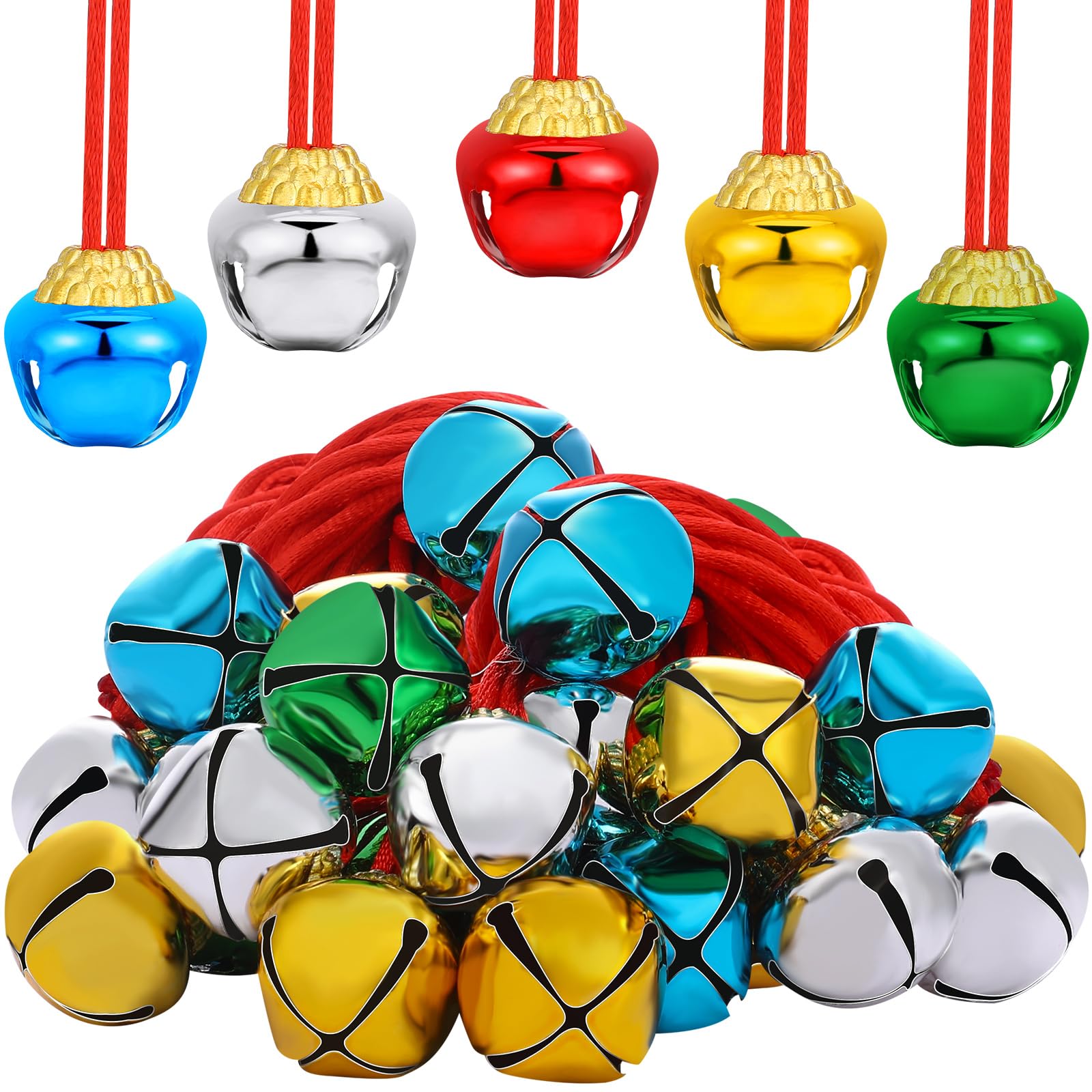 Amazon.com: 24 Pieces Christmas Jingle Bell Necklaces Large Bell ...
