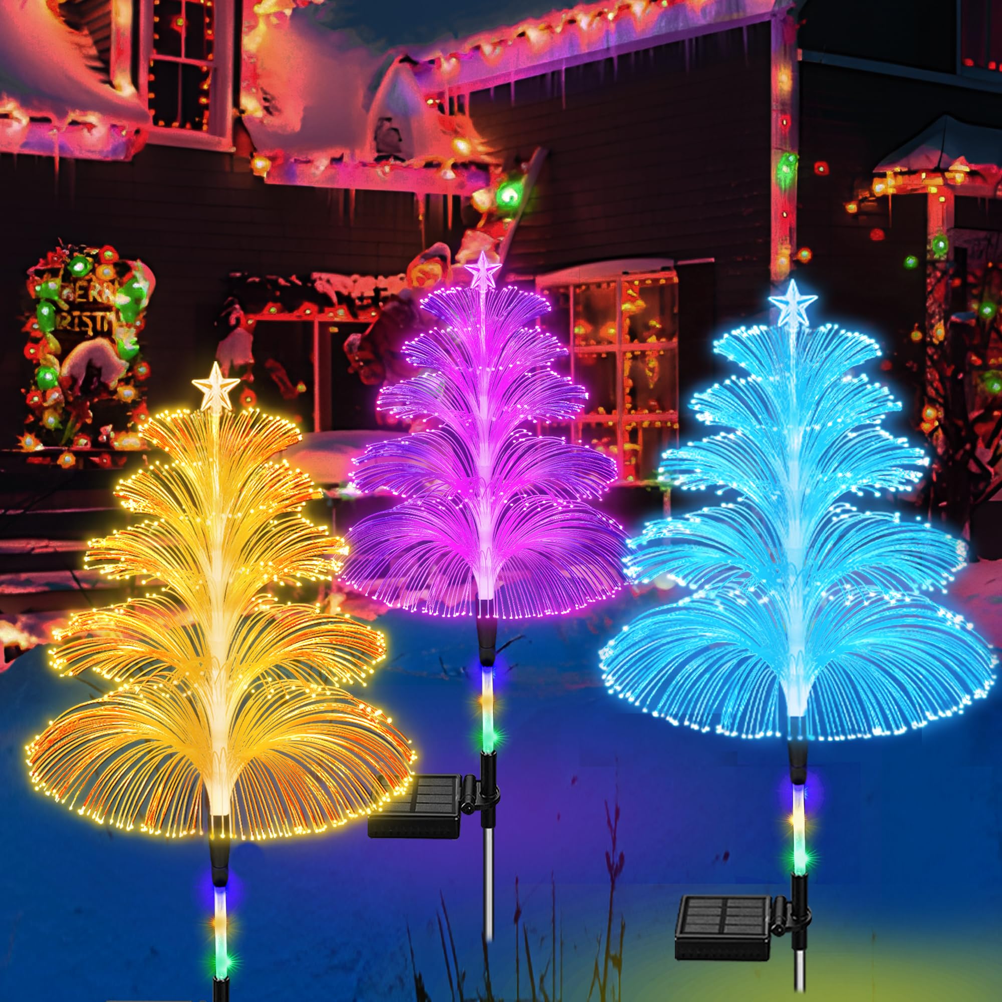 KAIVESEA Solar Christmas Decorations Trees Lights Outdoor Waterproof ...