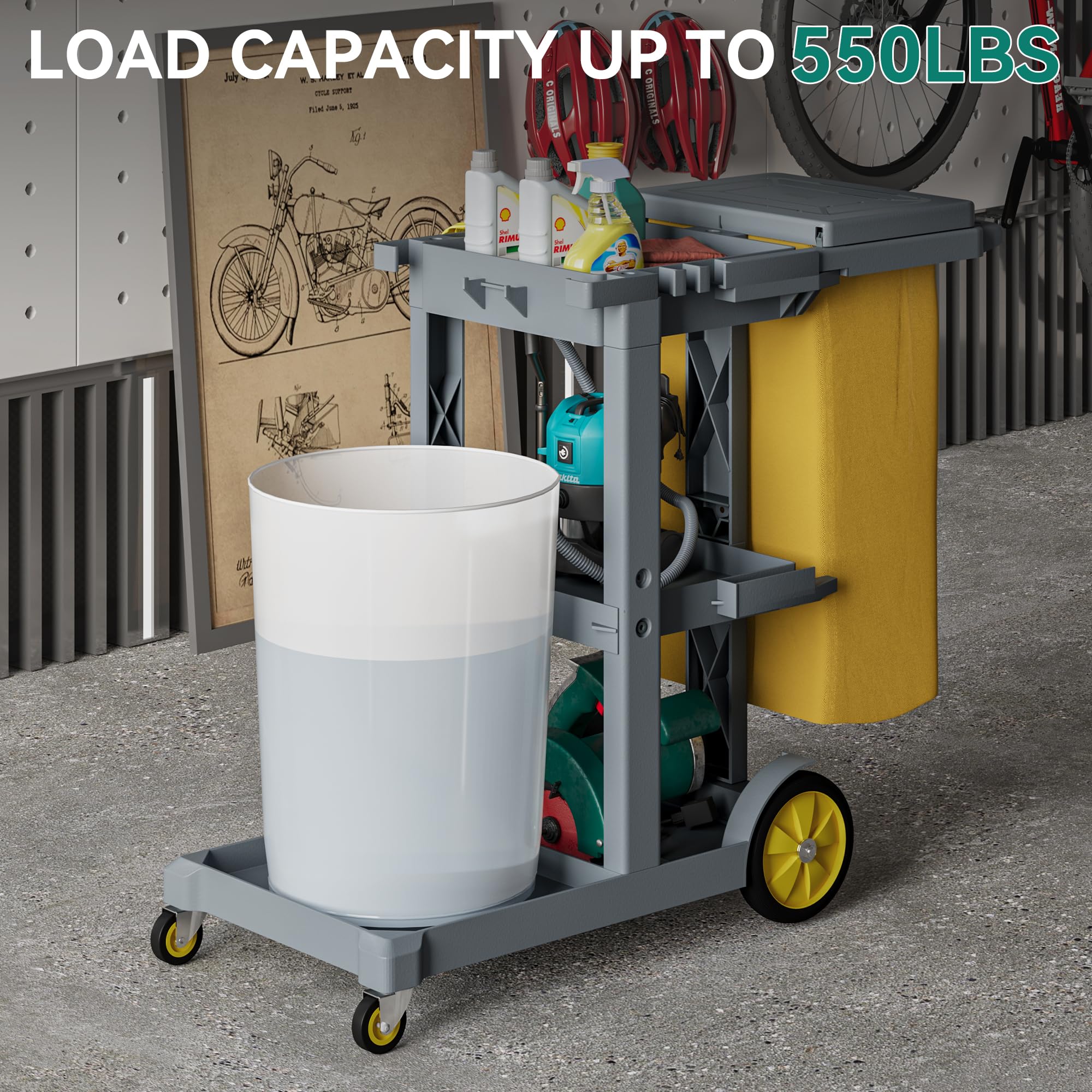 Snapklik.com : YITAHOME Janitorial Cart, Cleaning Carts On Wheels, 3 ...