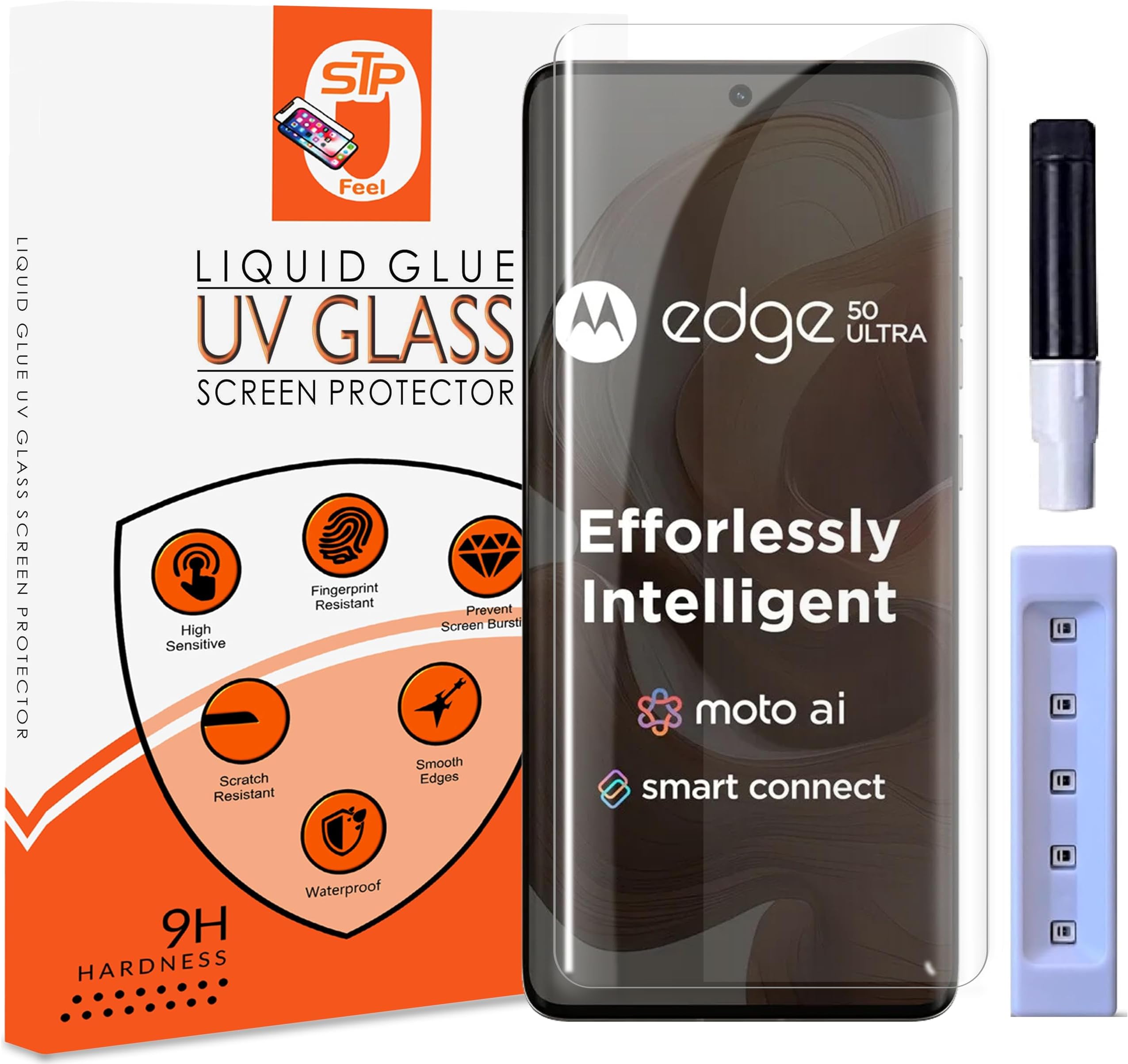 STP FEEL Advanced UV Tempered Glass Screen Full Screen ProtectorGuard For Motorola Moto Edge 50 ...