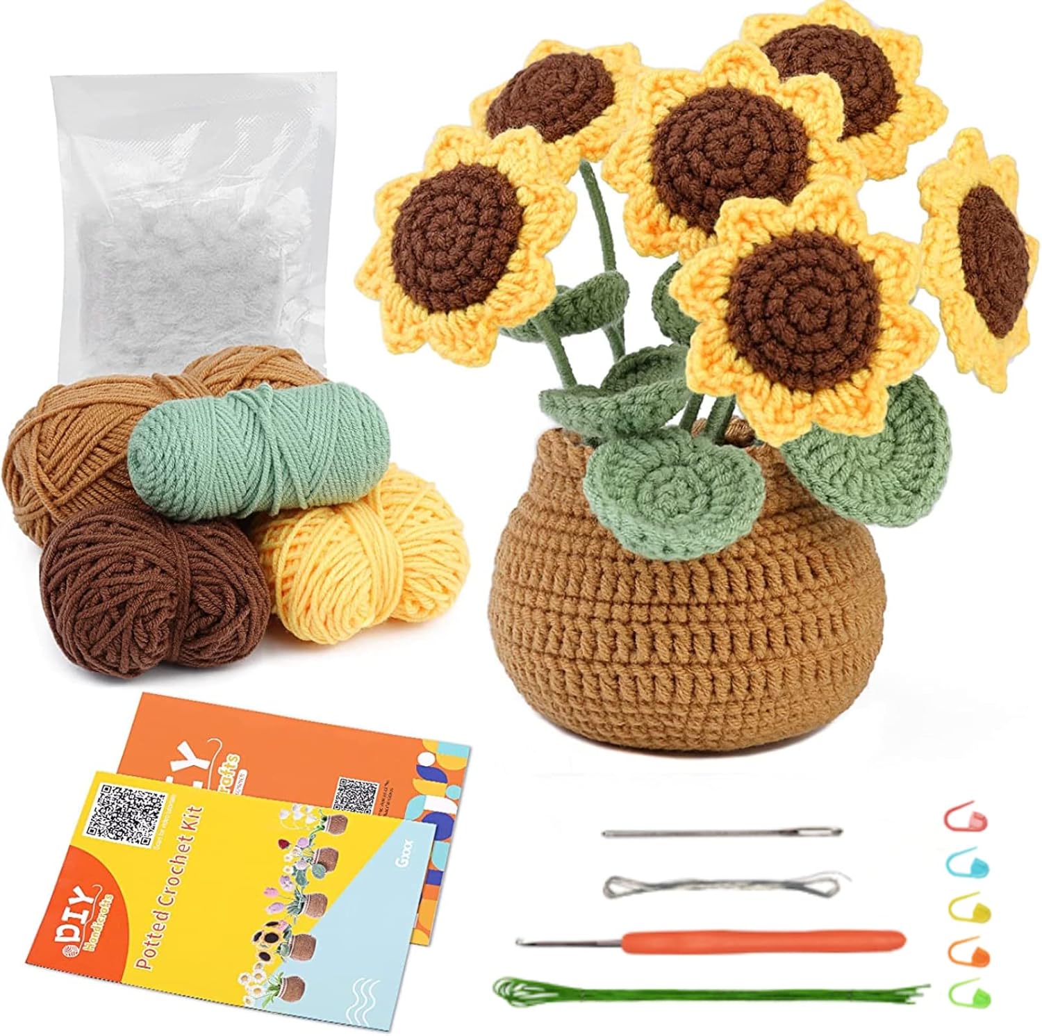 Amazon.com: Birthday Gift Crochet Kit for Beginners, Handmade Flowers ...