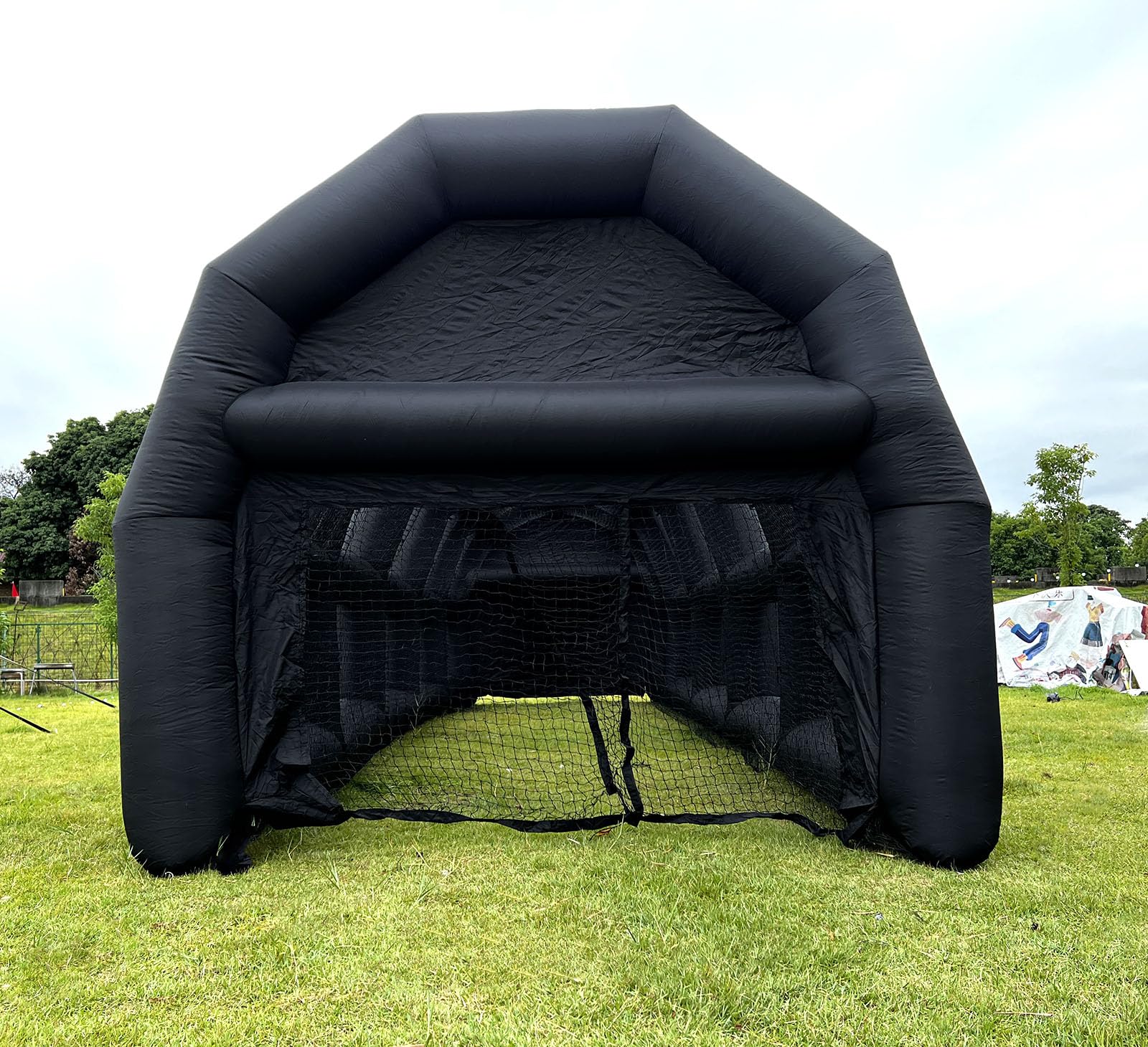 Amazon.com : HAPPY INFLATABLES Black Inflatable Batting Cage Baseball ...
