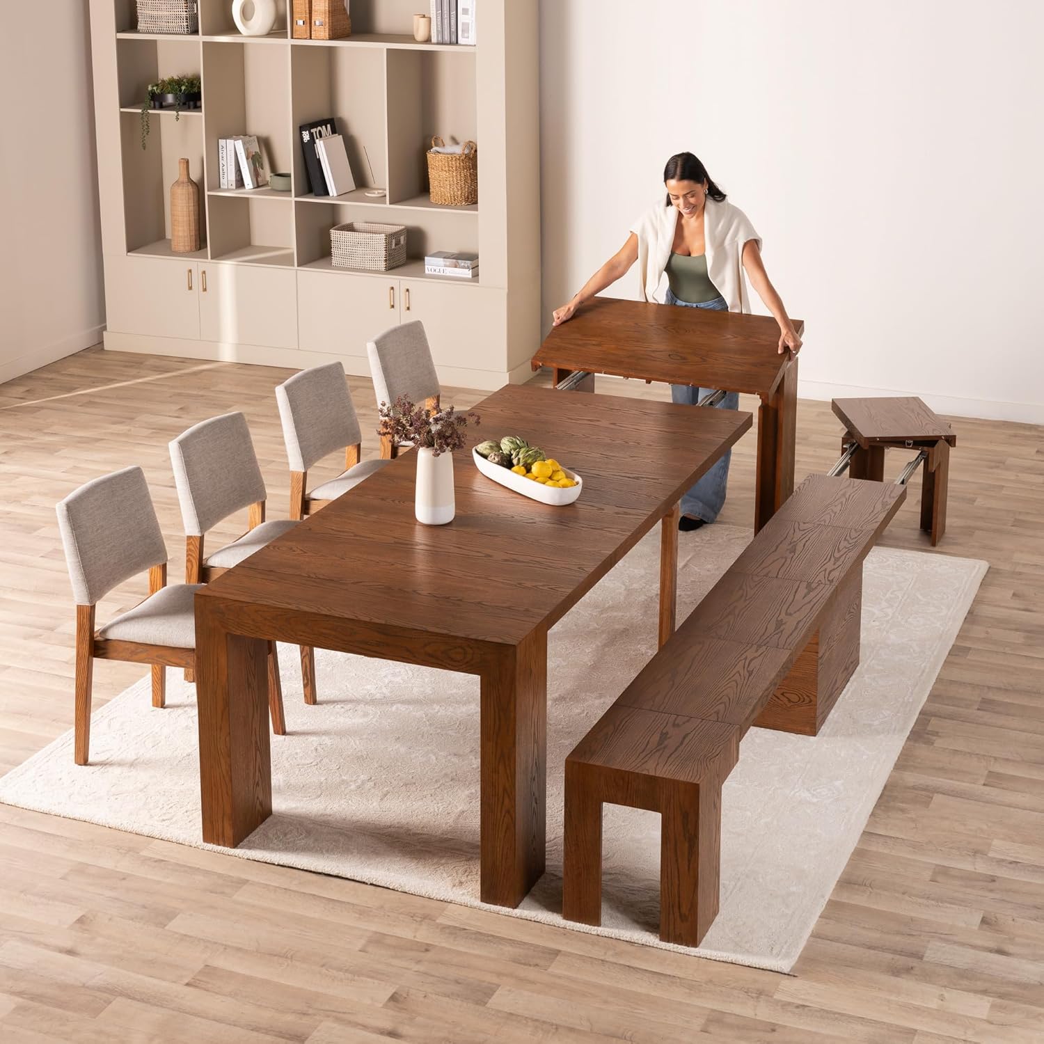 Amazon.com - Transformer Expandable Dining Table Set – Solid Wood ...