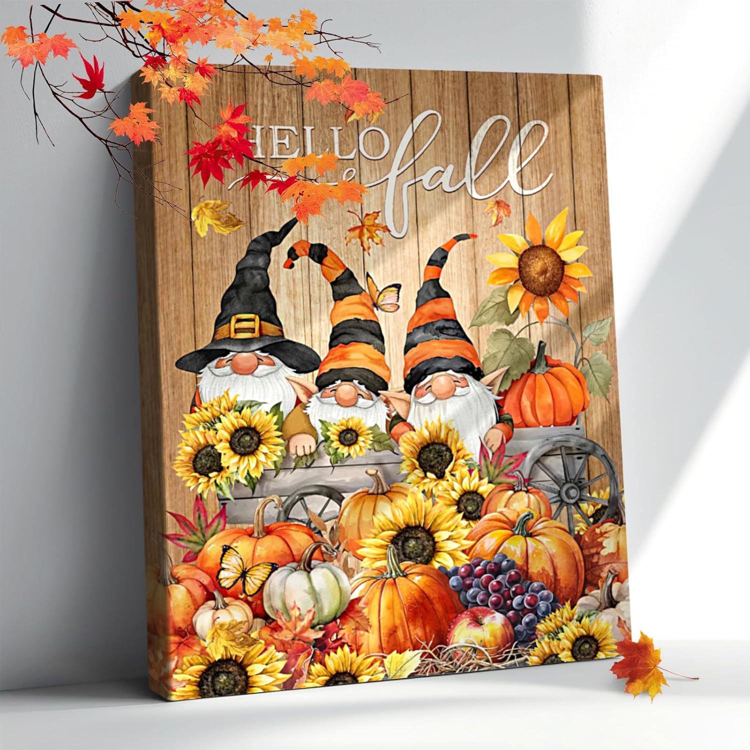 Amazon.com: Beabalea Fall Wall Art Pumpkin Canvas Wall Art Fall Gnomes ...