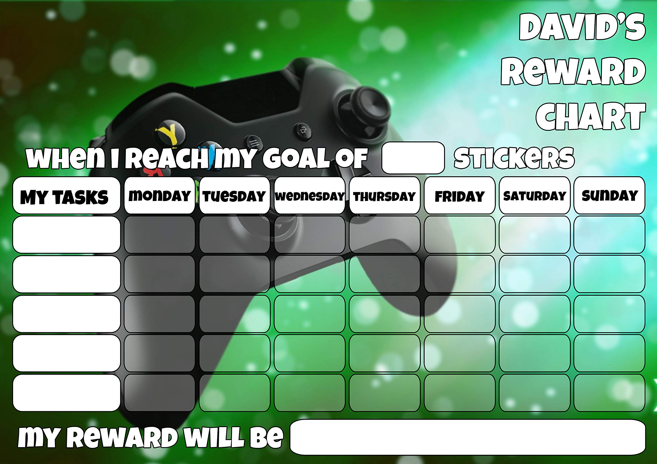 Buy Teens Boys Girls Gaming Behaviour Reward chart, 90 stickers and Pen ...