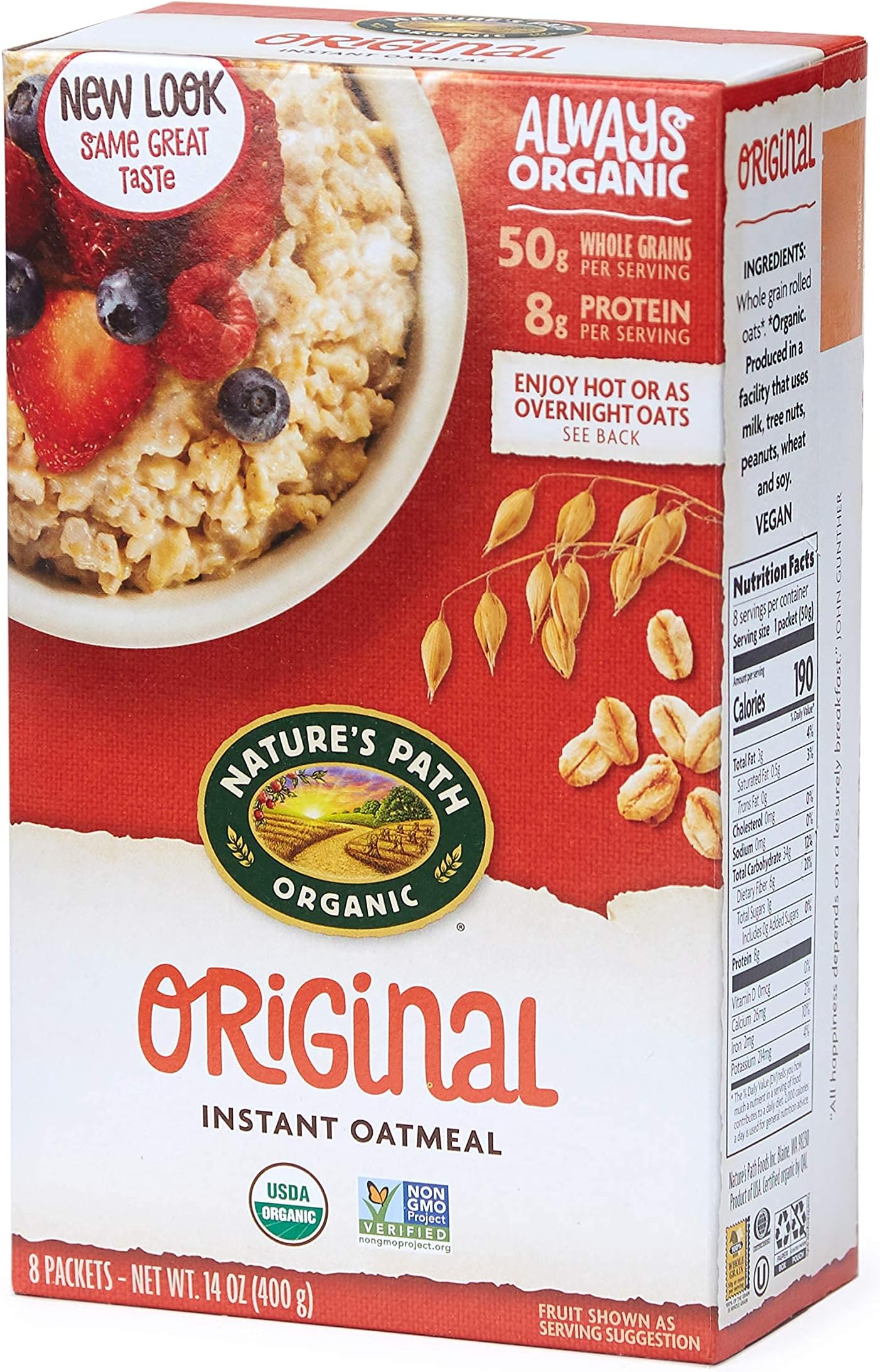 Amazon.com: Nature's Path Organic Original Instant Oatmeal, 48 Packets ...
