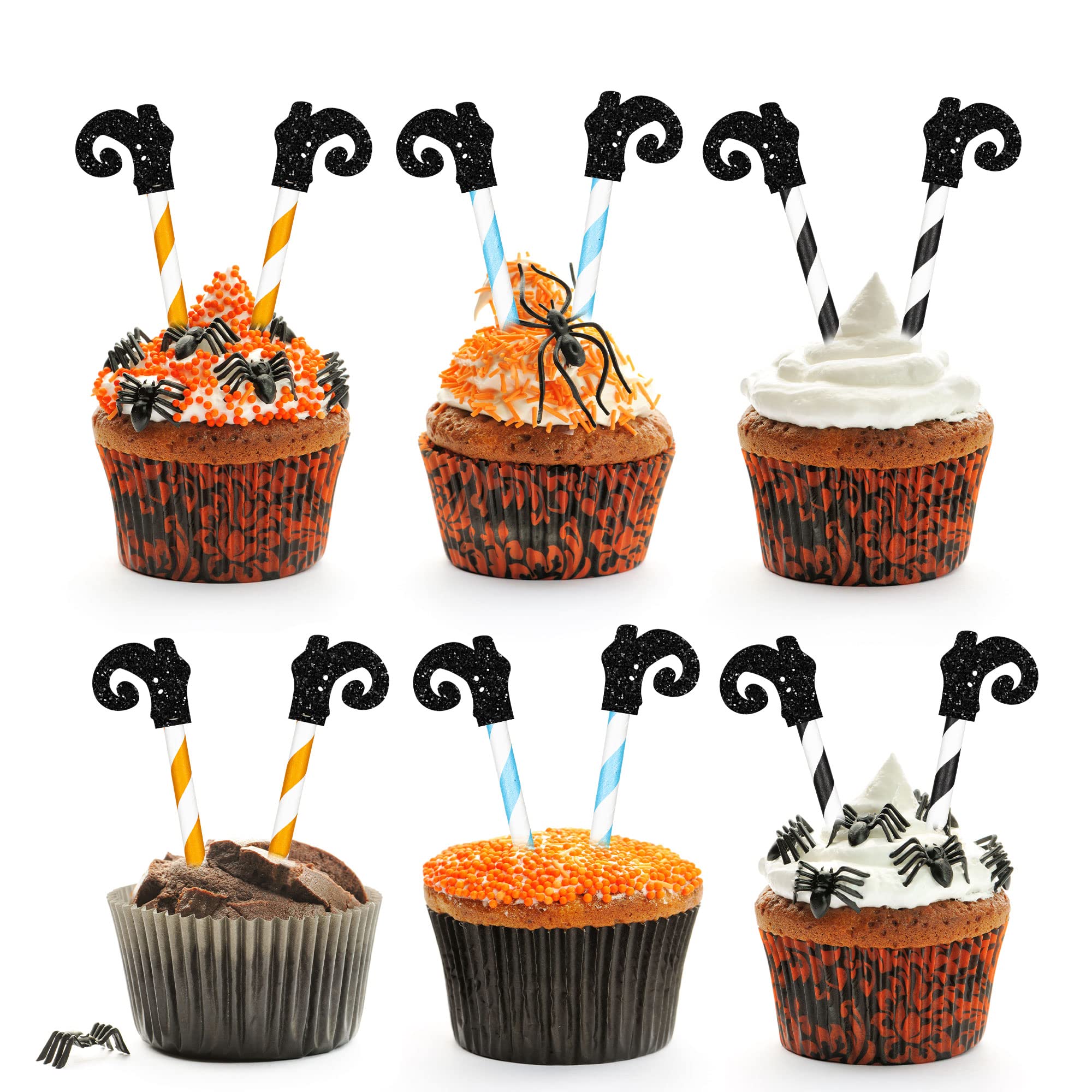 Gyufise 24Pcs Witches Legs Cupcake Toppers Halloween Cake Decorations ...
