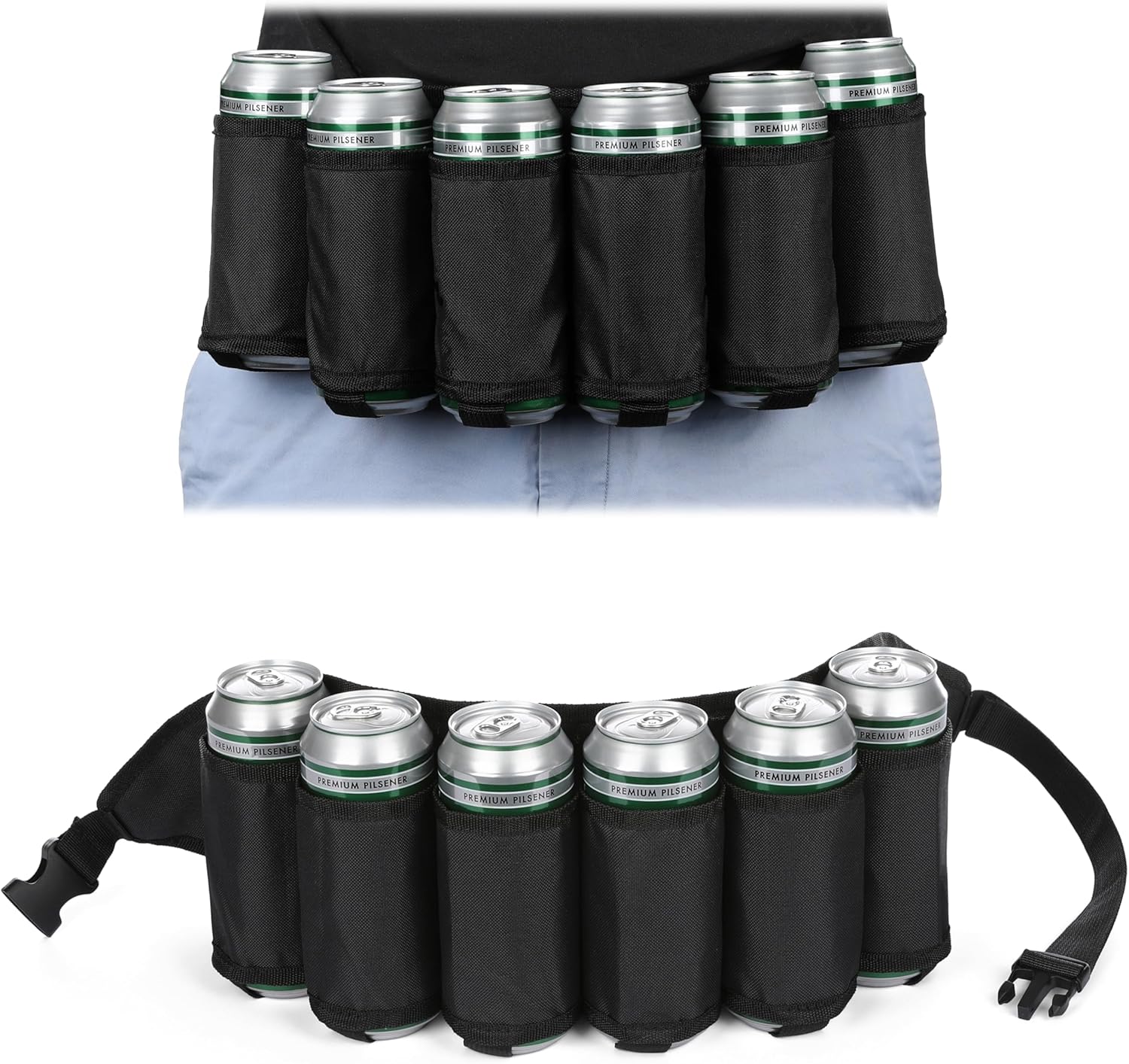 FunX Beer Belt Beer Holster for 6 Beer Bottles or Cans - Adjustable ...