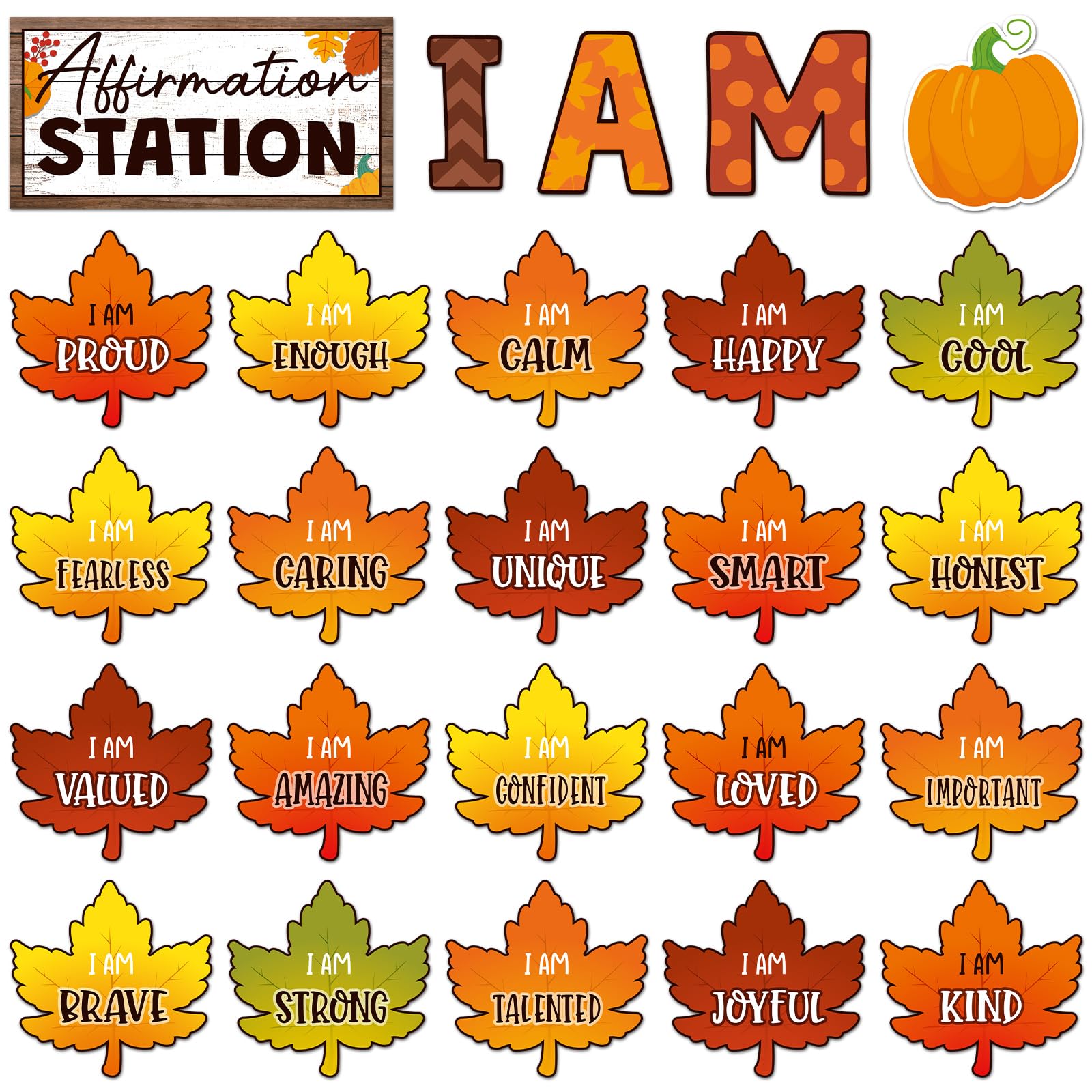 Amazon.com : Frienda Fall Leaves Affirmation Station Bulletin Board Set ...