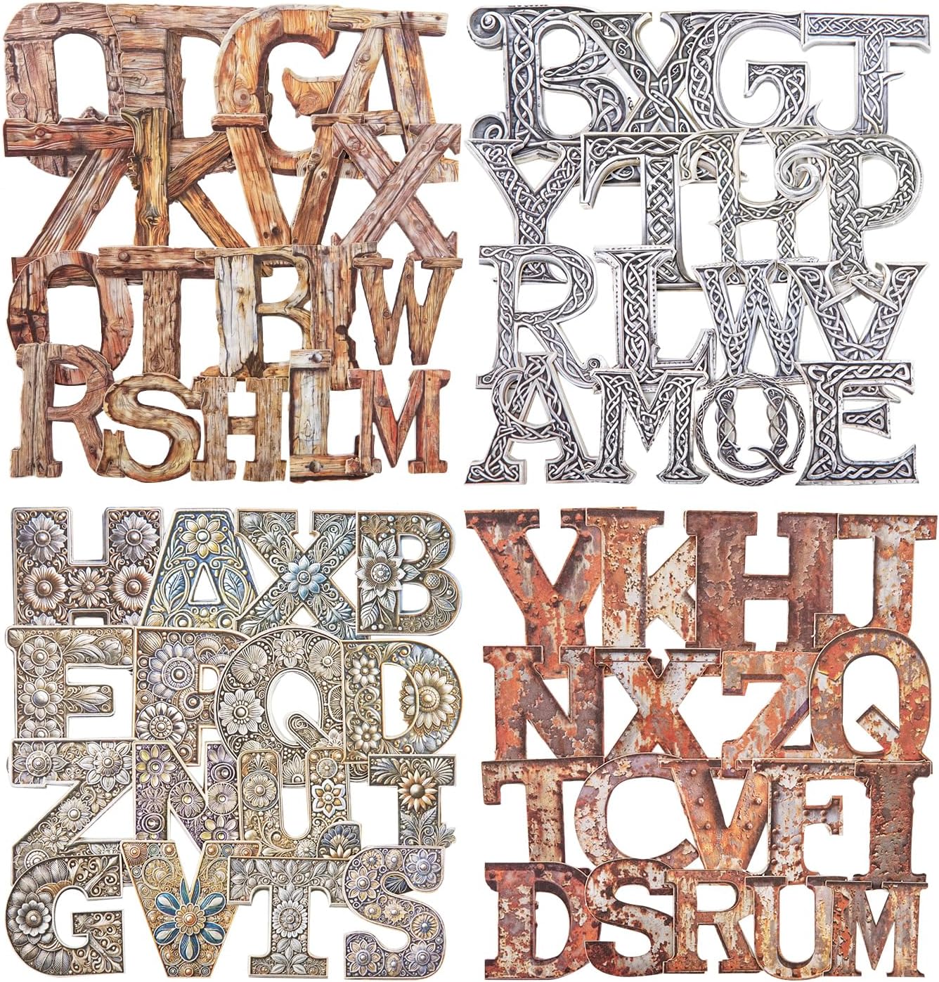 Amazon.com: MiyouLuna 104Pcs Alphabet Hard Card Stickers Set, Vintage ...