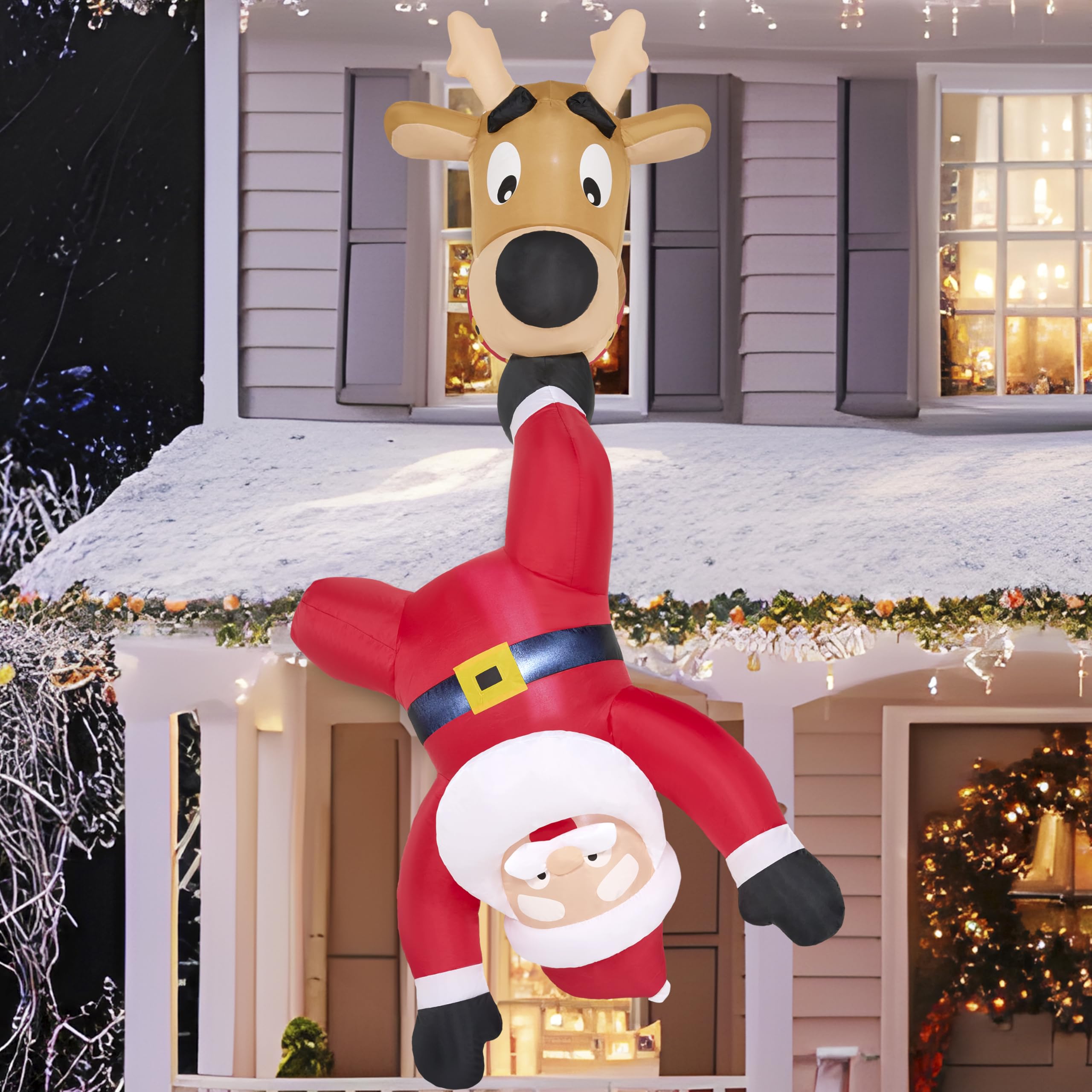 Amazon.com: JOIEDOMI 6 FT Tall Christmas Inflatable Falling Santa with ...