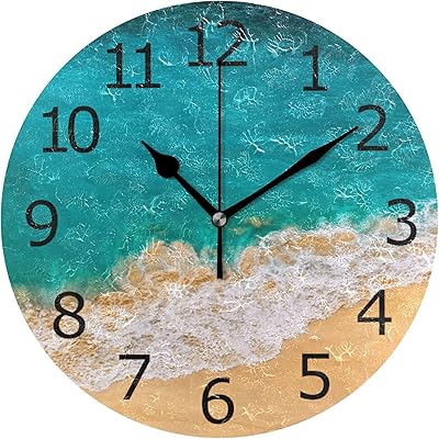 Amazon.com: Coastal Nautical Glass Wall Clock with Seashell Design and ...