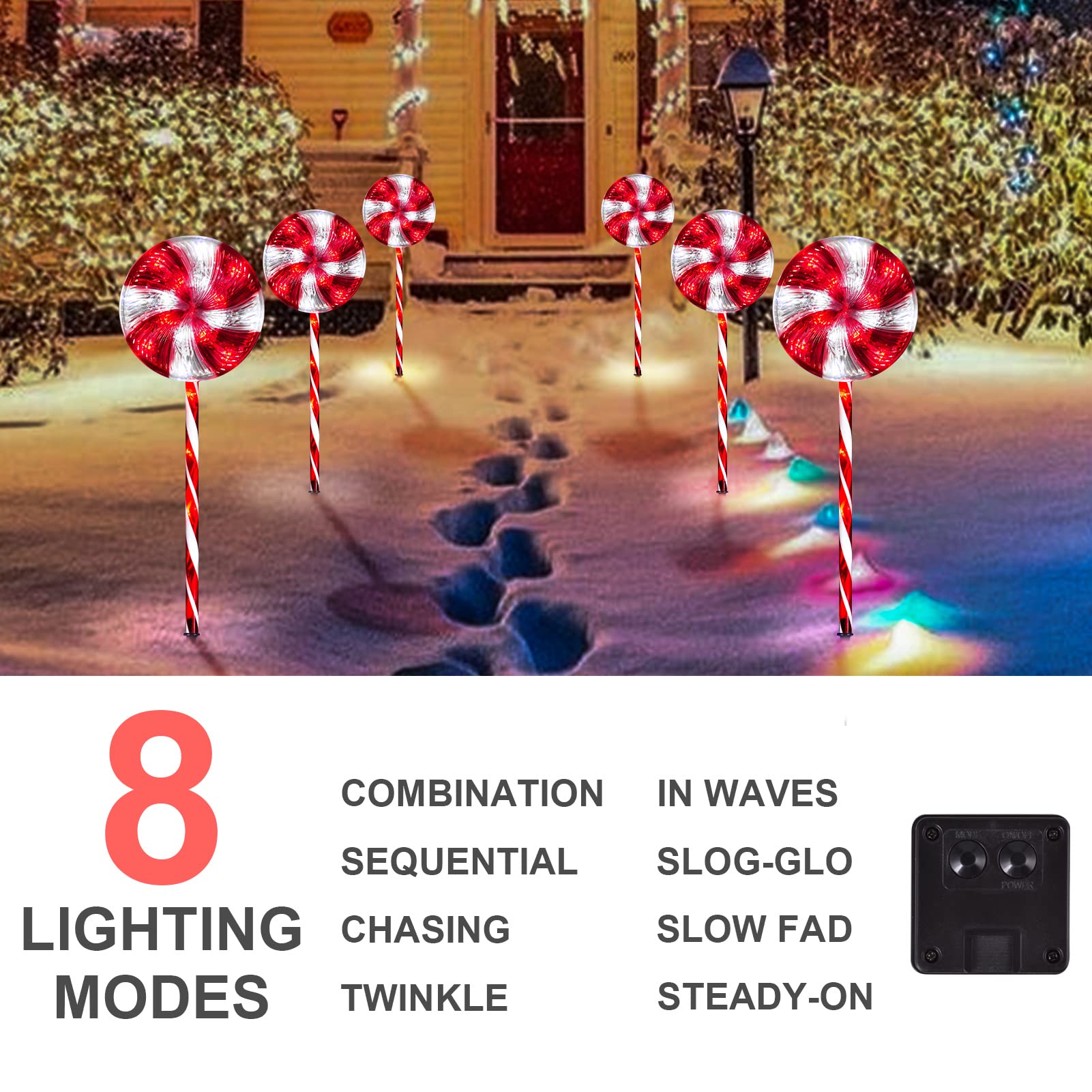 Christmas Decorations 27" Lollipops Peppermint Solar Pathway Lights ...