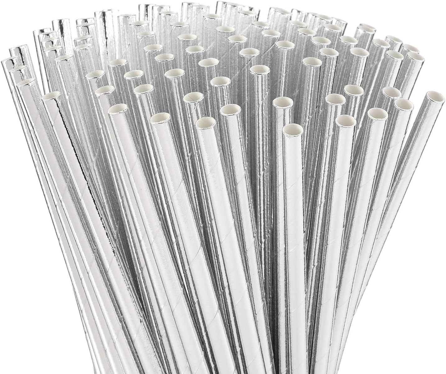 Amazon.com: ALINK Metallic Silver Paper Straws, Biodegradable ...