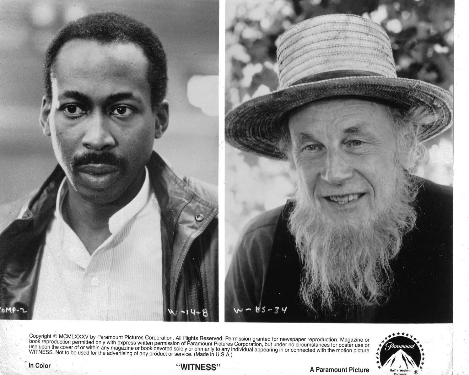 Brent Jennings Jan Rubes Witness original 8x10 photo H4720 at Amazon's ...