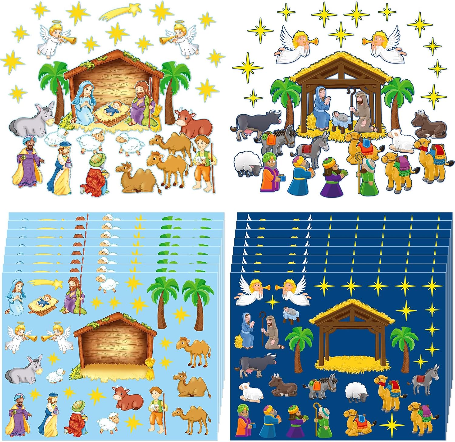 Amazon.com: Frienda 100 Pcs Nativity Stickers Nativity Scene Stickers ...
