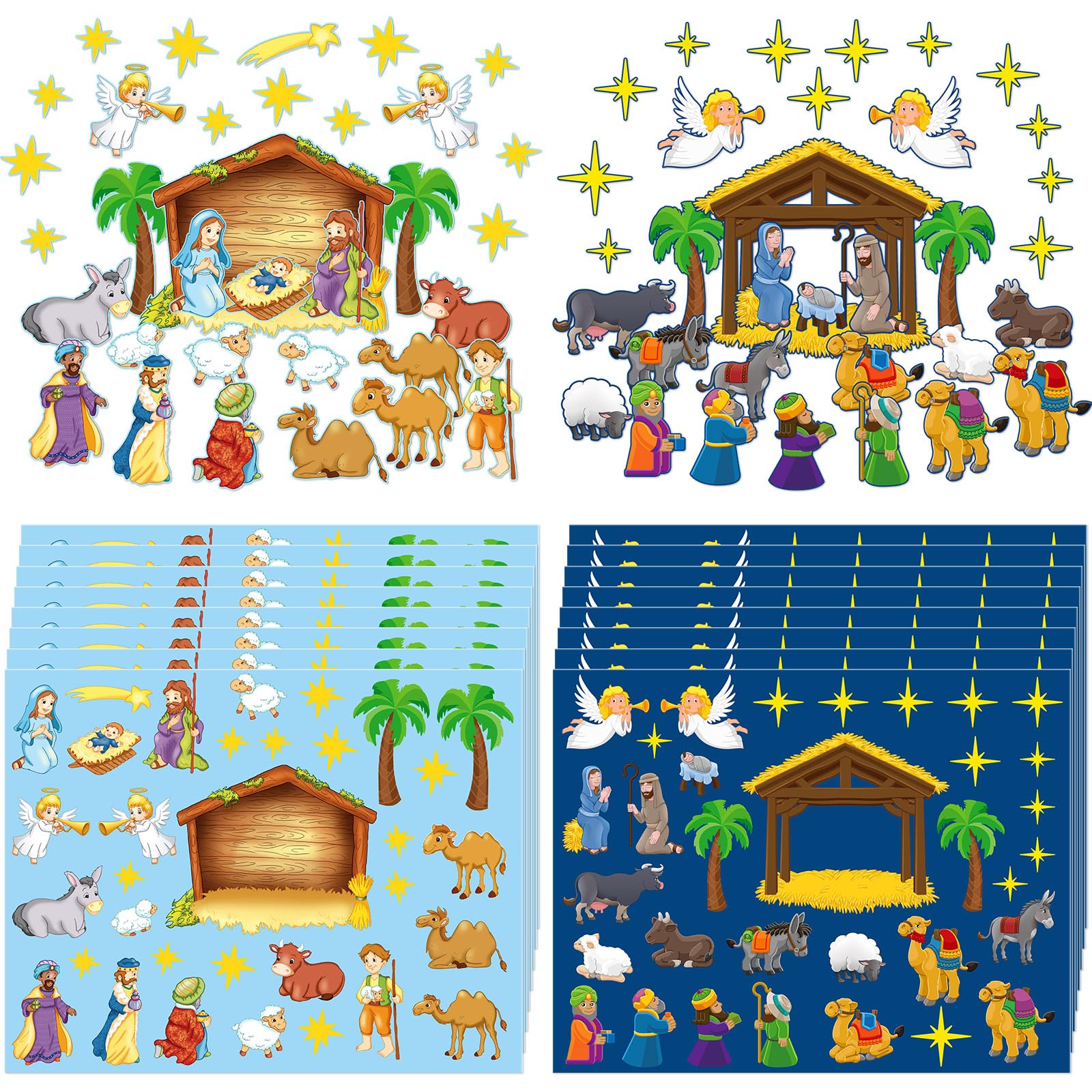 Amazon.com: Frienda 100 Pcs Nativity Stickers Nativity Scene Stickers ...