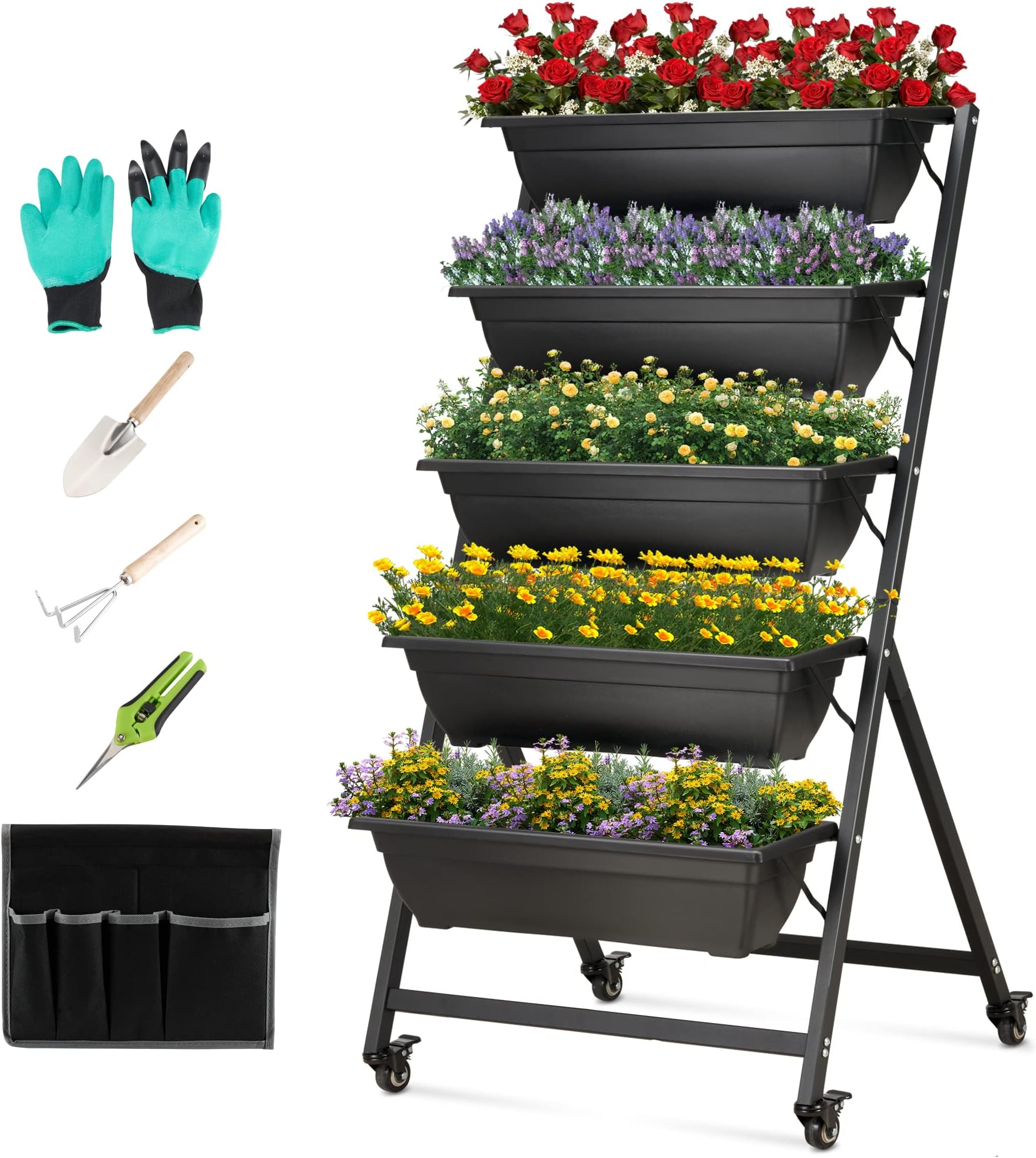 Amazon.com: 5 Tier Vertical Raised Garden Bed Planter Box, Vertical ...