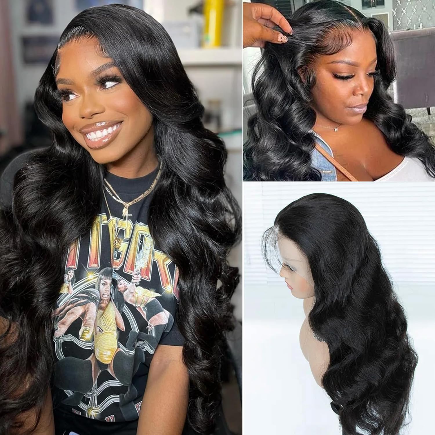 13x6 Body Wave Human Hair Lace Front Wigs 26 Inch HD Lace Front Human ...