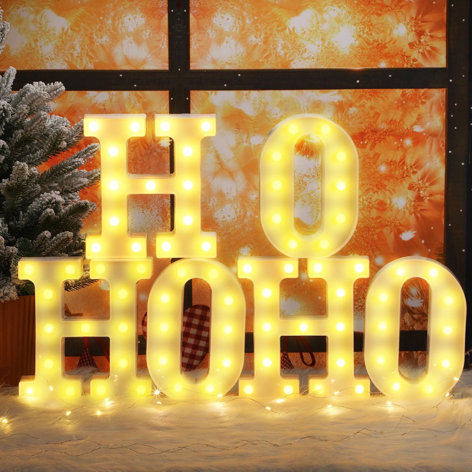 Amazon.com : Baquler 6 Pcs Christmas Ho Ho Ho LED Letter Lights Sign ...