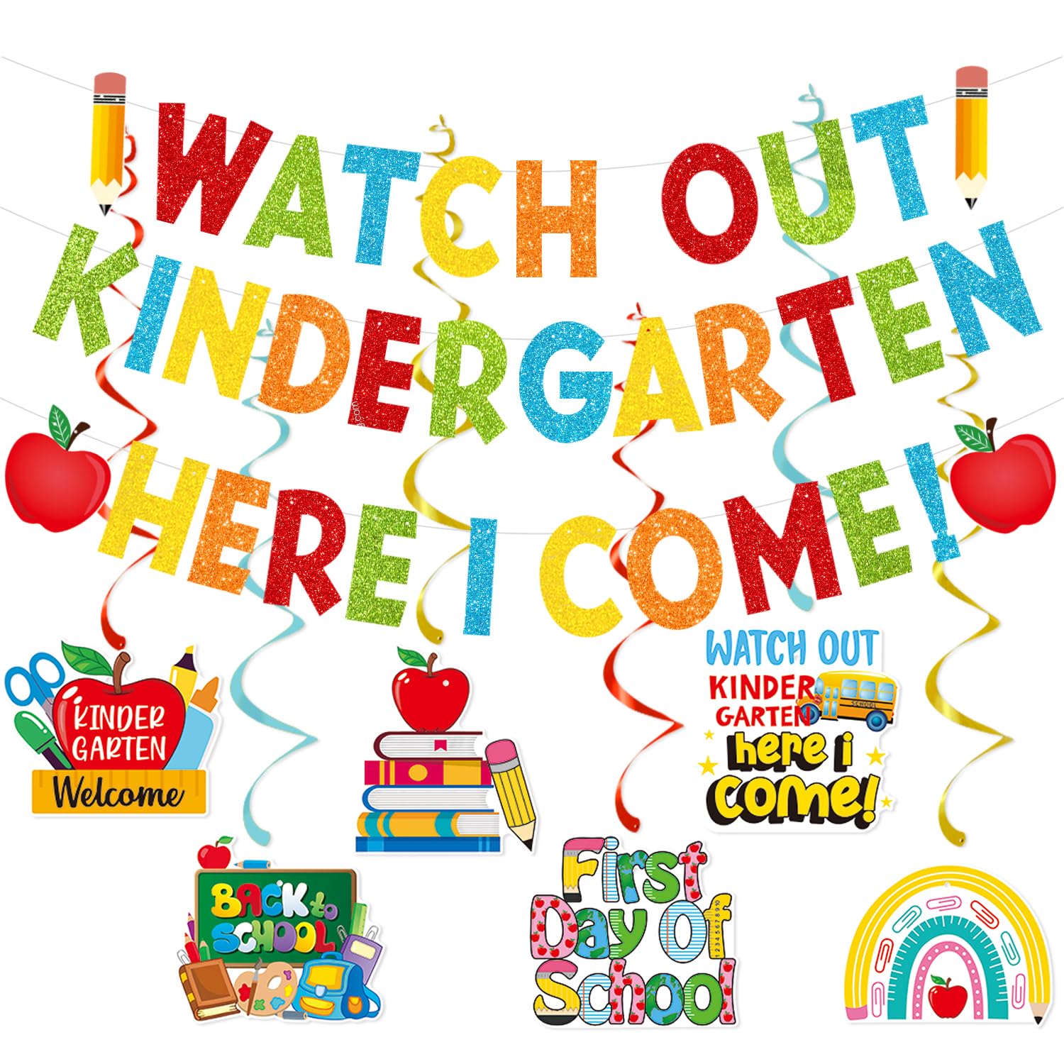 Amazon.com: Watch Out Kindergarten Here I Come Banner, First Day of ...