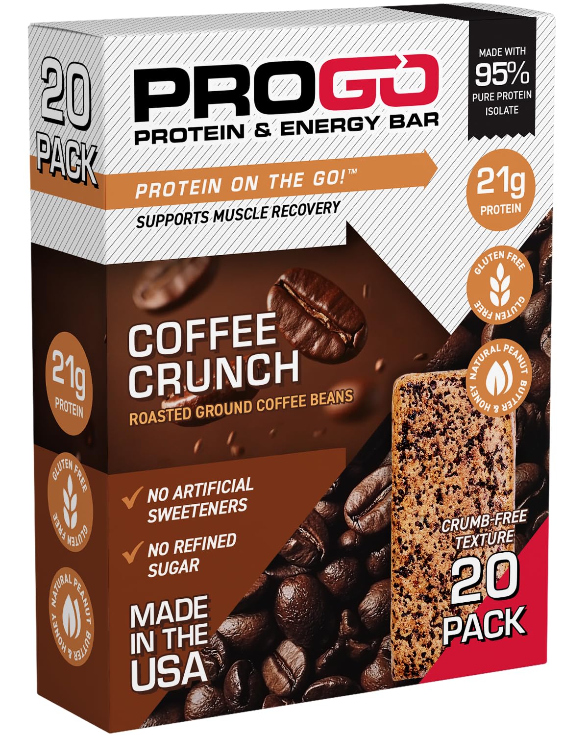 Amazon.com: ProGo Protein Bars, Coffee Crunch – High Protein Low Carb ...
