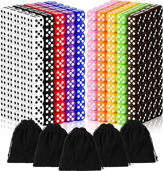 Amazon.com: Syhood 500 Pieces 16mm Colored Dice Bulk 6 Sided Dice Set ...
