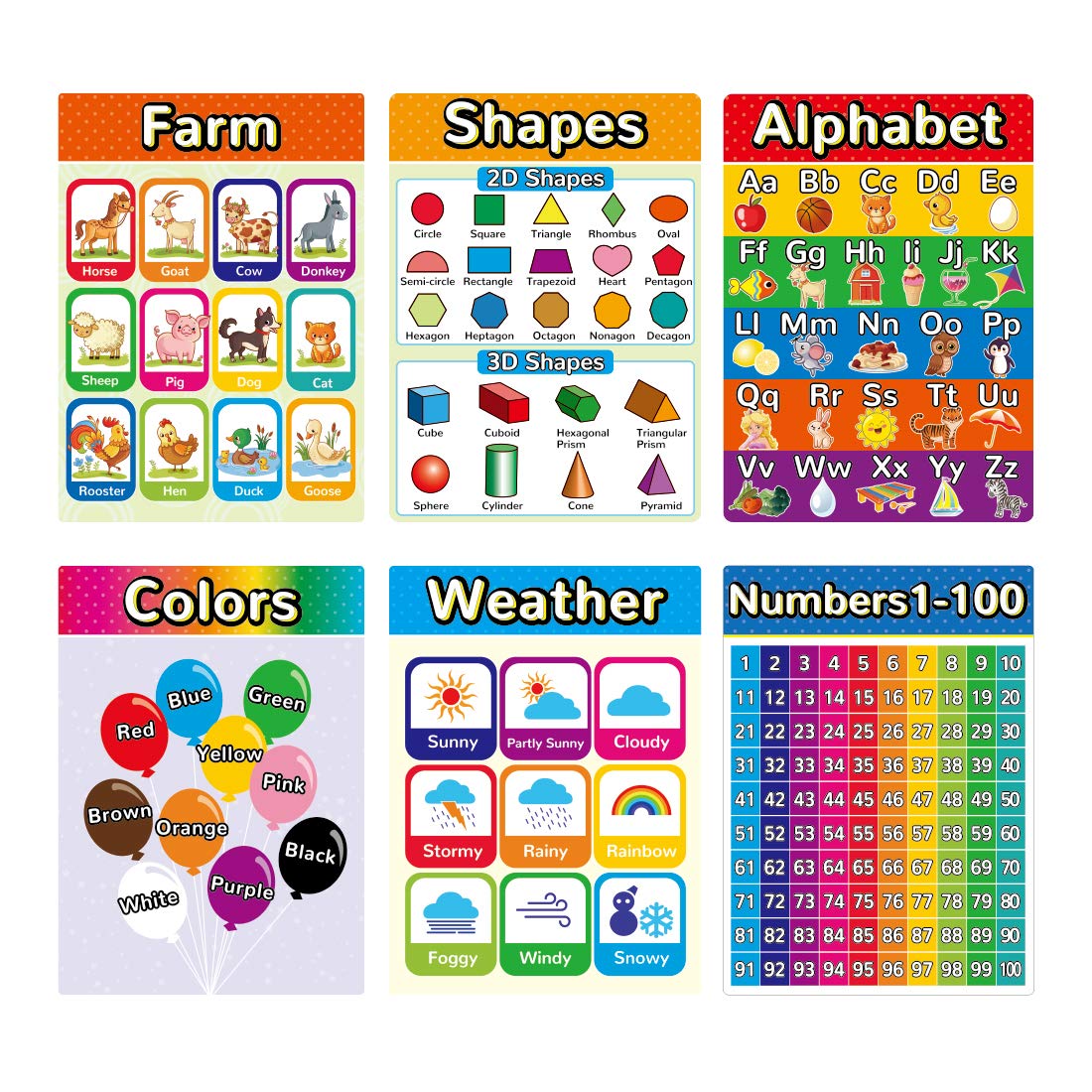 Buy Educational s for Toddlers Learning Charts for Preschoolers Kids ...