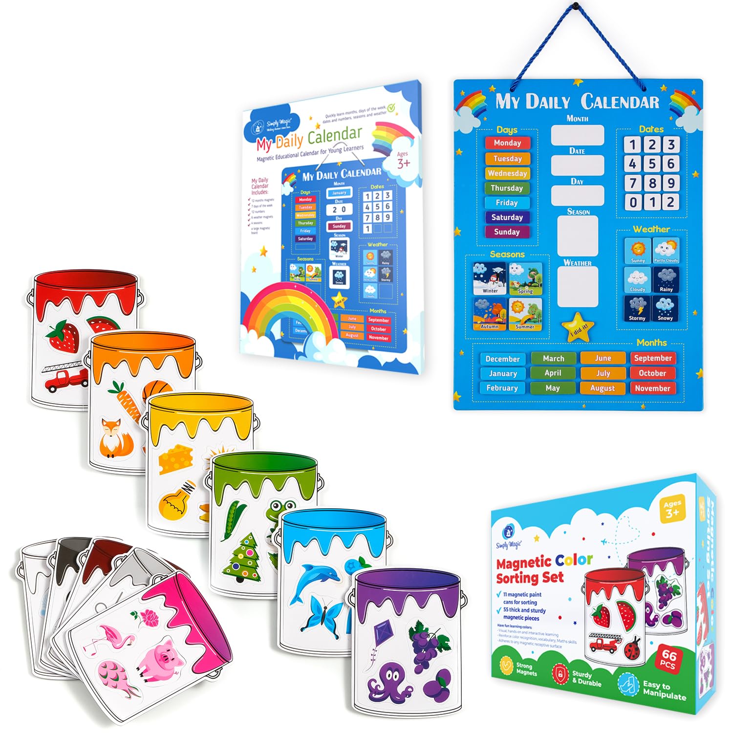Amazon.com: Simply magic Magnetic Color Sorting Set & Magnetic Calendar ...