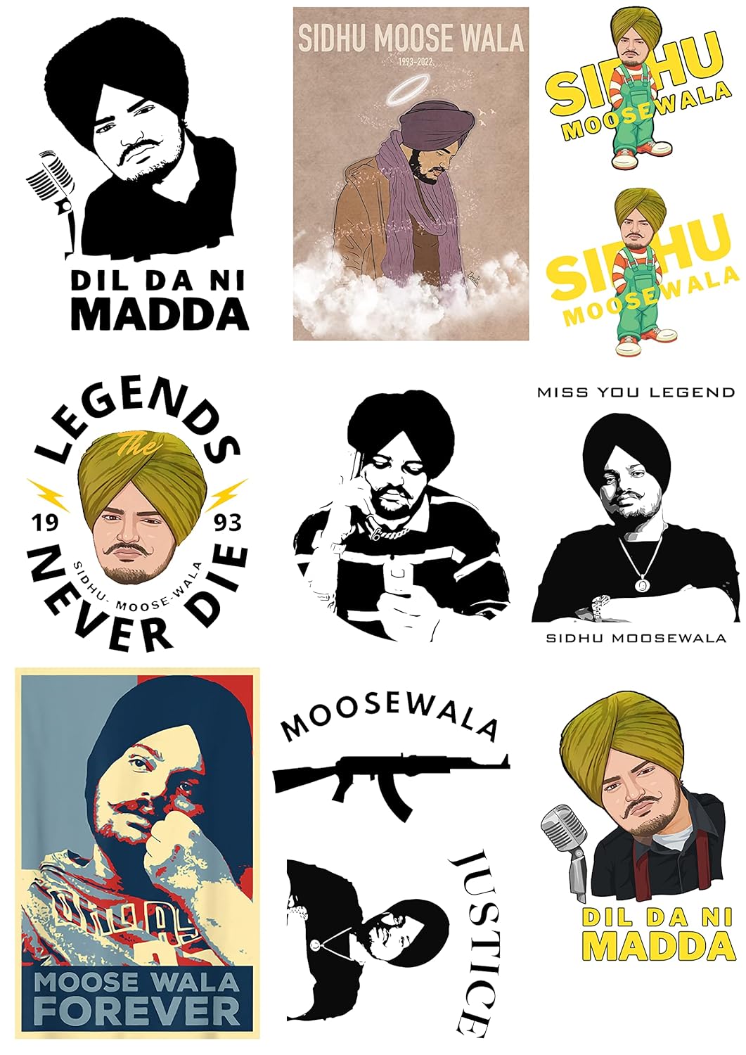 Sidhu moosewala Stickers Sheet : Amazon.in: Office Products