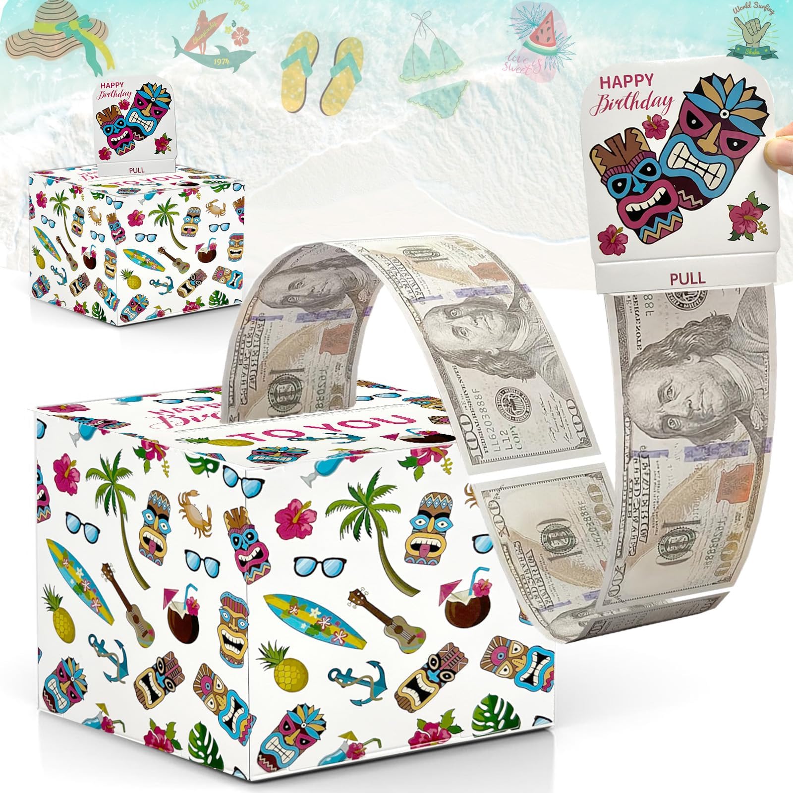 Amazon.com: Birthday Money Box for Cash — Money Roll Gift Box with Pull ...