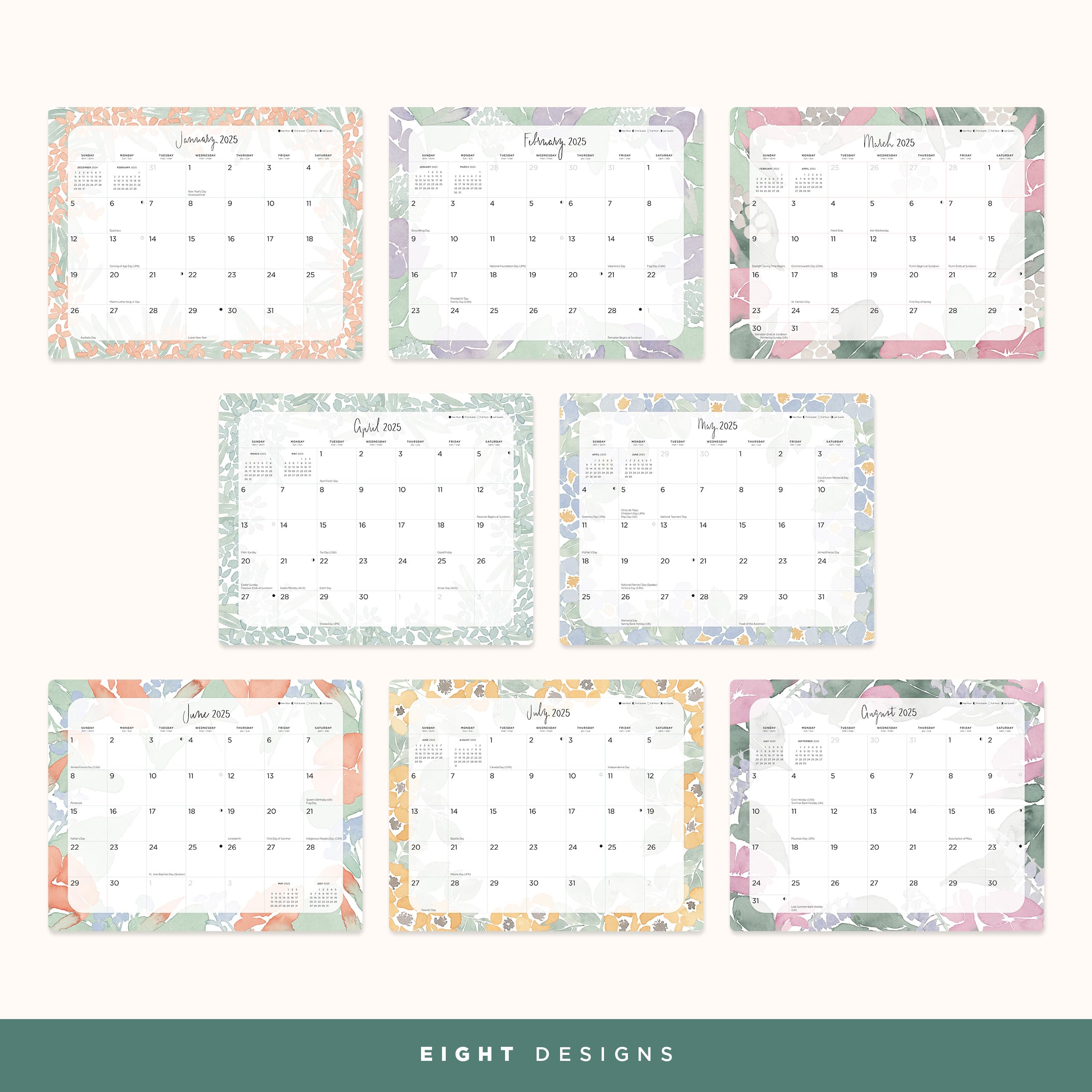 Snapklik.com : Bright Day Calendars 2025 Watercolor Rosako Floral ...