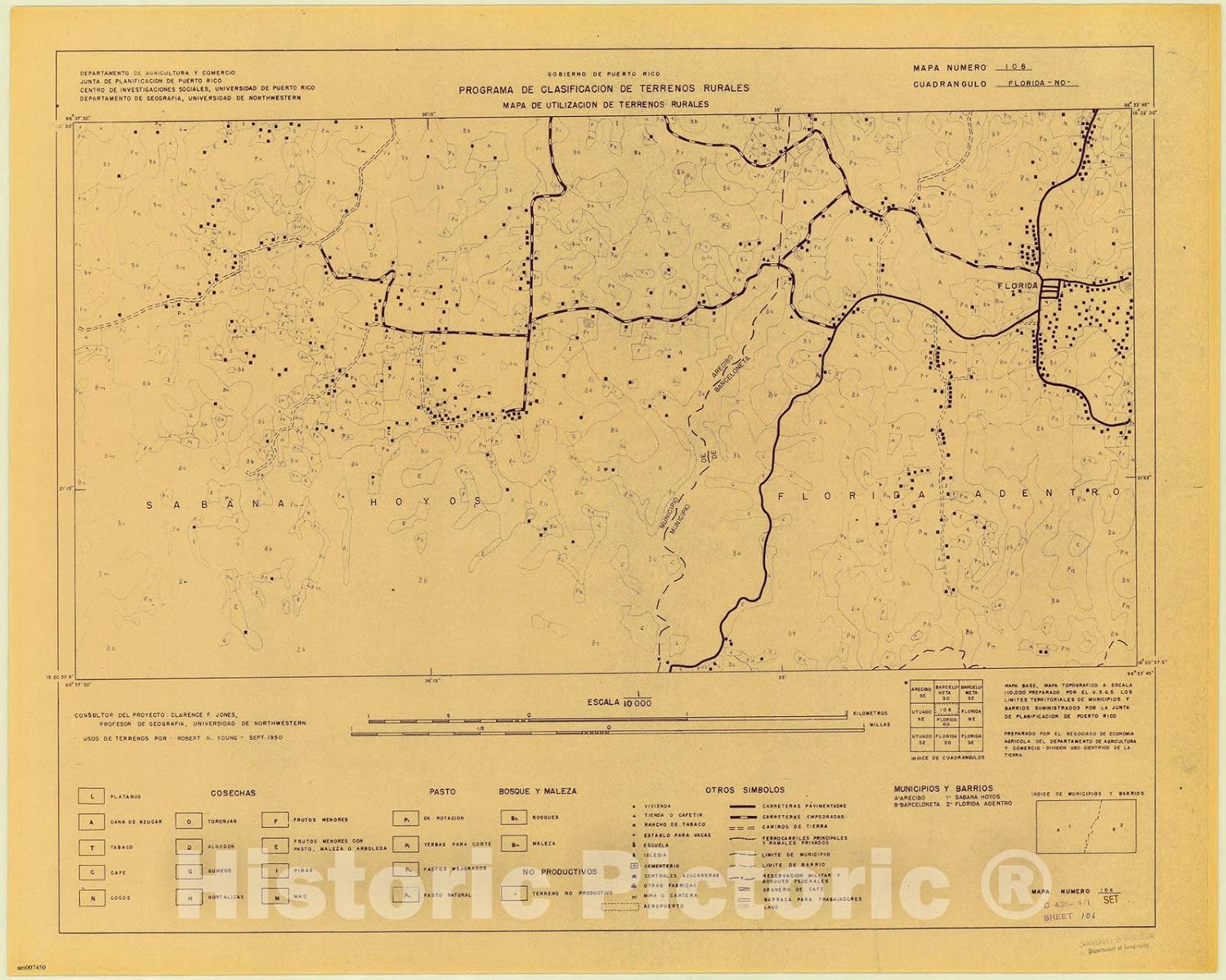 Amazon.com: Mapa histórico pictórico de Florida, Puerto Rico 1950 ...