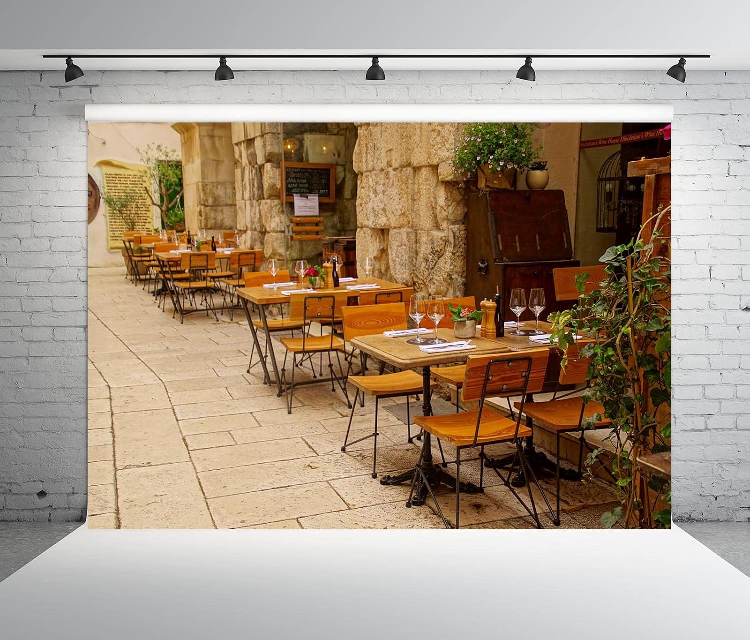 Amazon.com : BELECO 7x5ft Fabric Outdoor Cafe Restaurant Backdrop ...