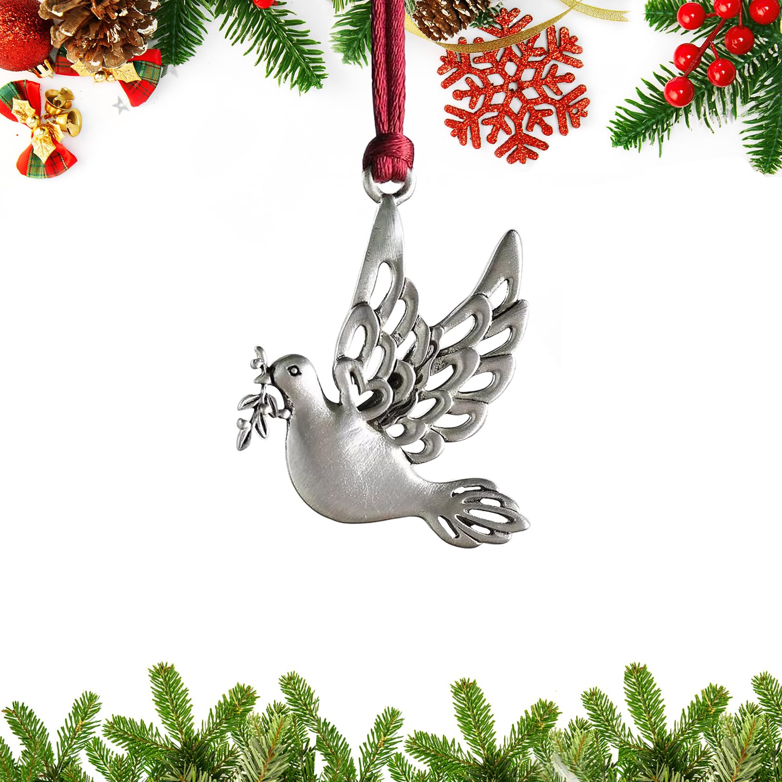 Amazon.com: Christmas Ornaments, 2024 Solid Pewter Christmas Tree ...