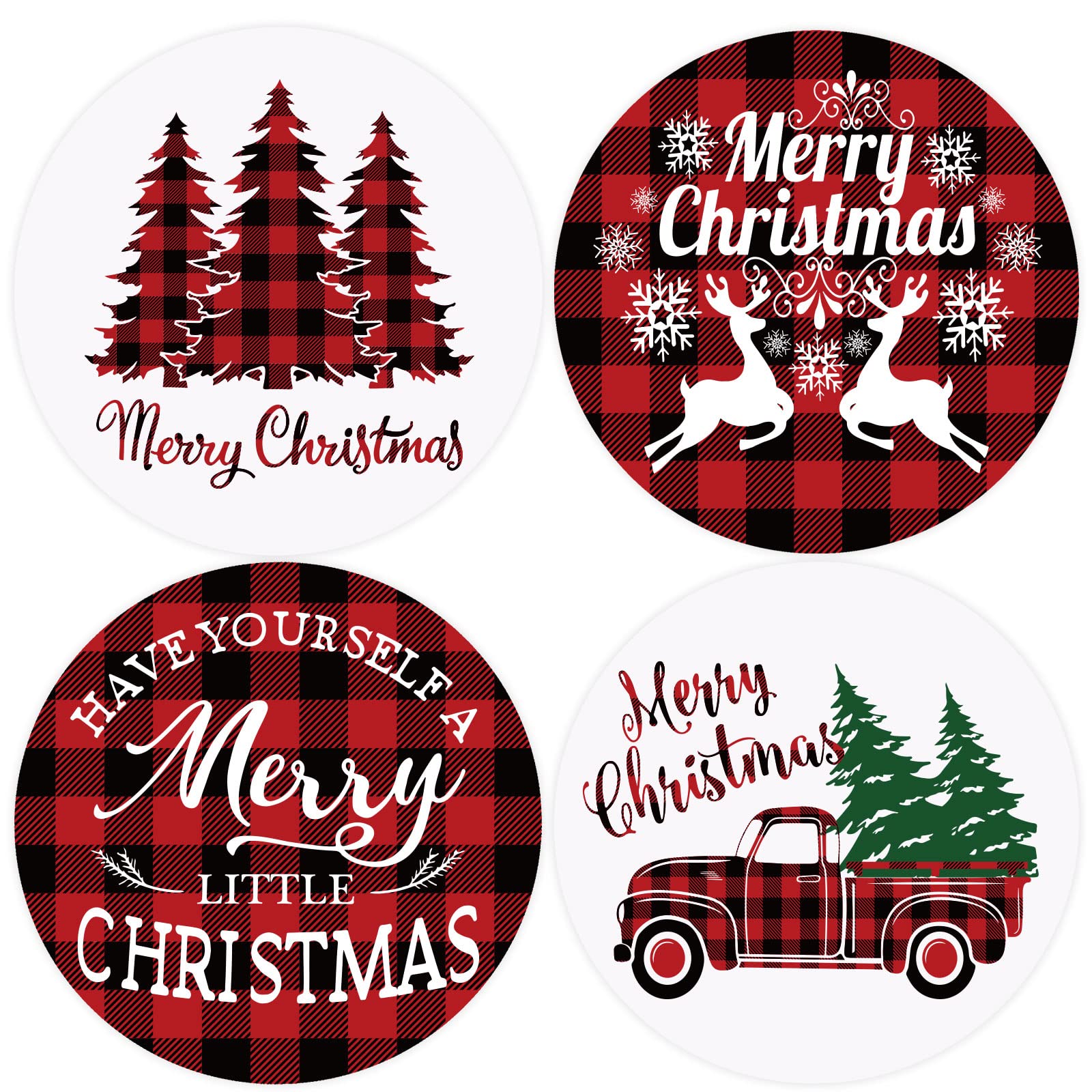 Amazon.com: Whaline Merry Christmas Coasters Set of 4 Red Black Buffalo ...