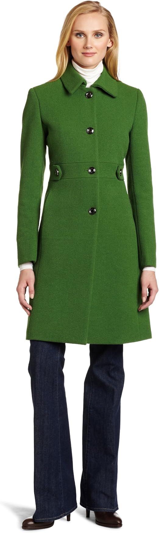 Amazon.com: Calvin Klein Women's Birdseye Side Tab Coat, Green, 8 ...