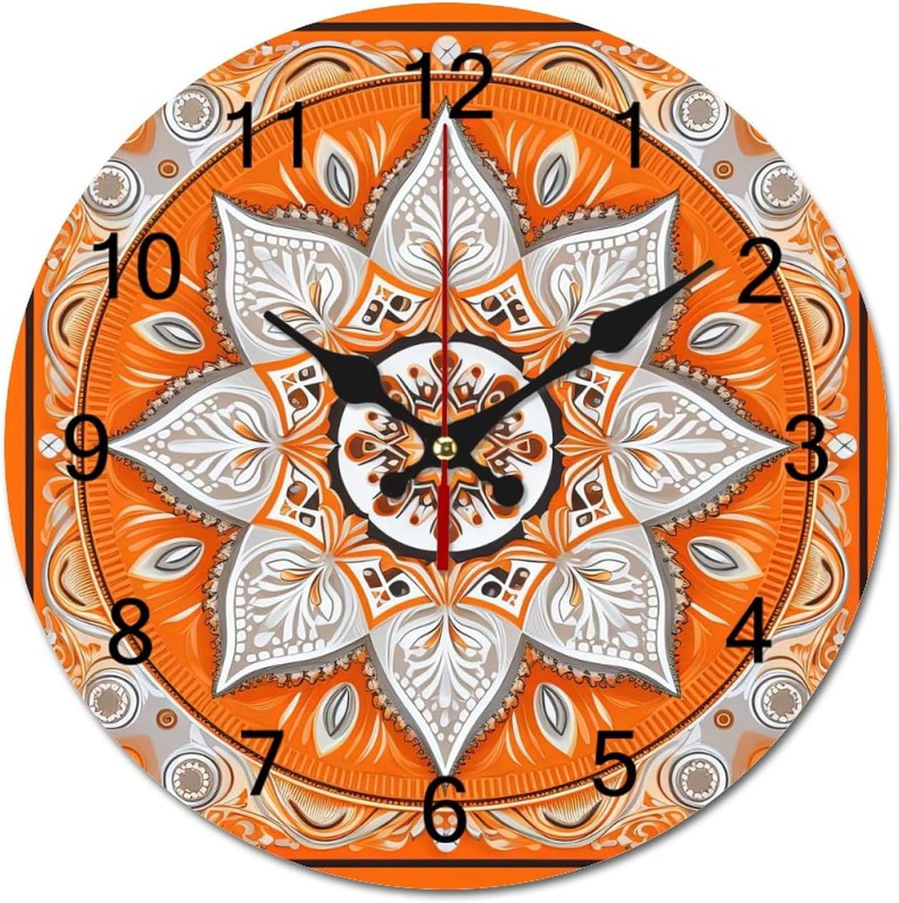 Amazon.com: JHION Silent Wooden Wall Clock with Mandala Pattern, Boho ...