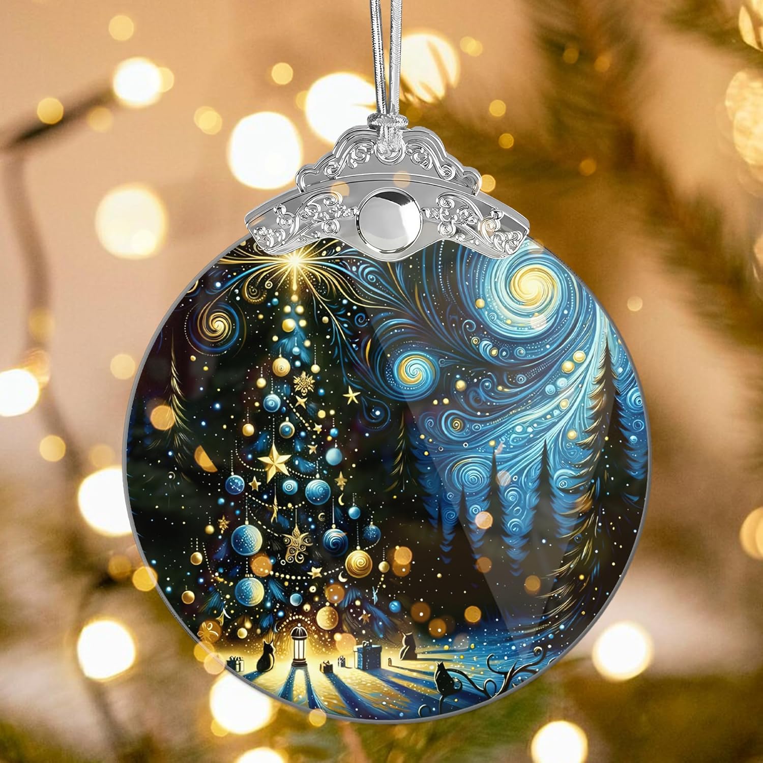 Amazon.com: Christmas Ornament 2025 – Blue Starry Night Holiday Decor ...