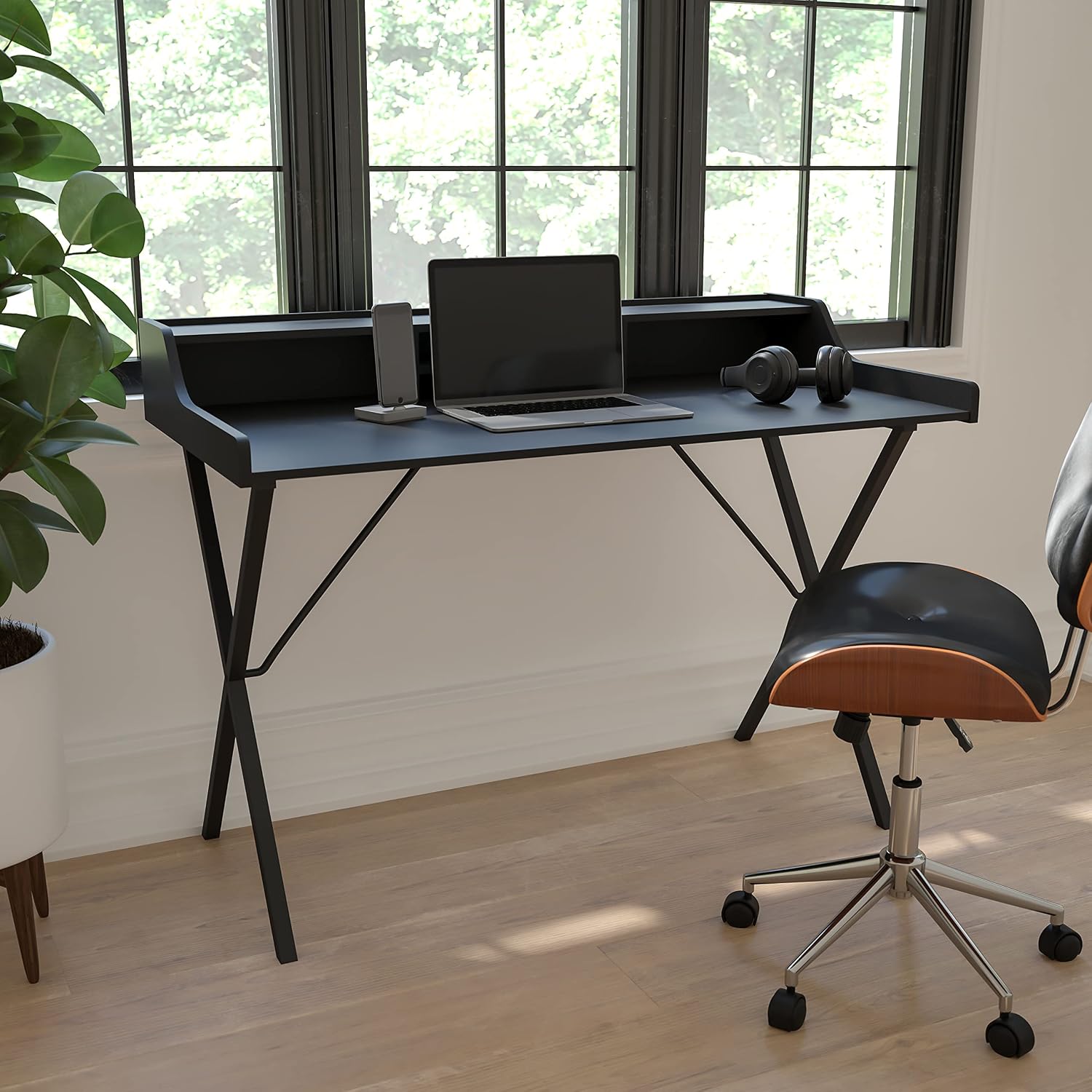 Amazon.com: Flash Furniture Black Computer Desk with Top Shelf : Home ...