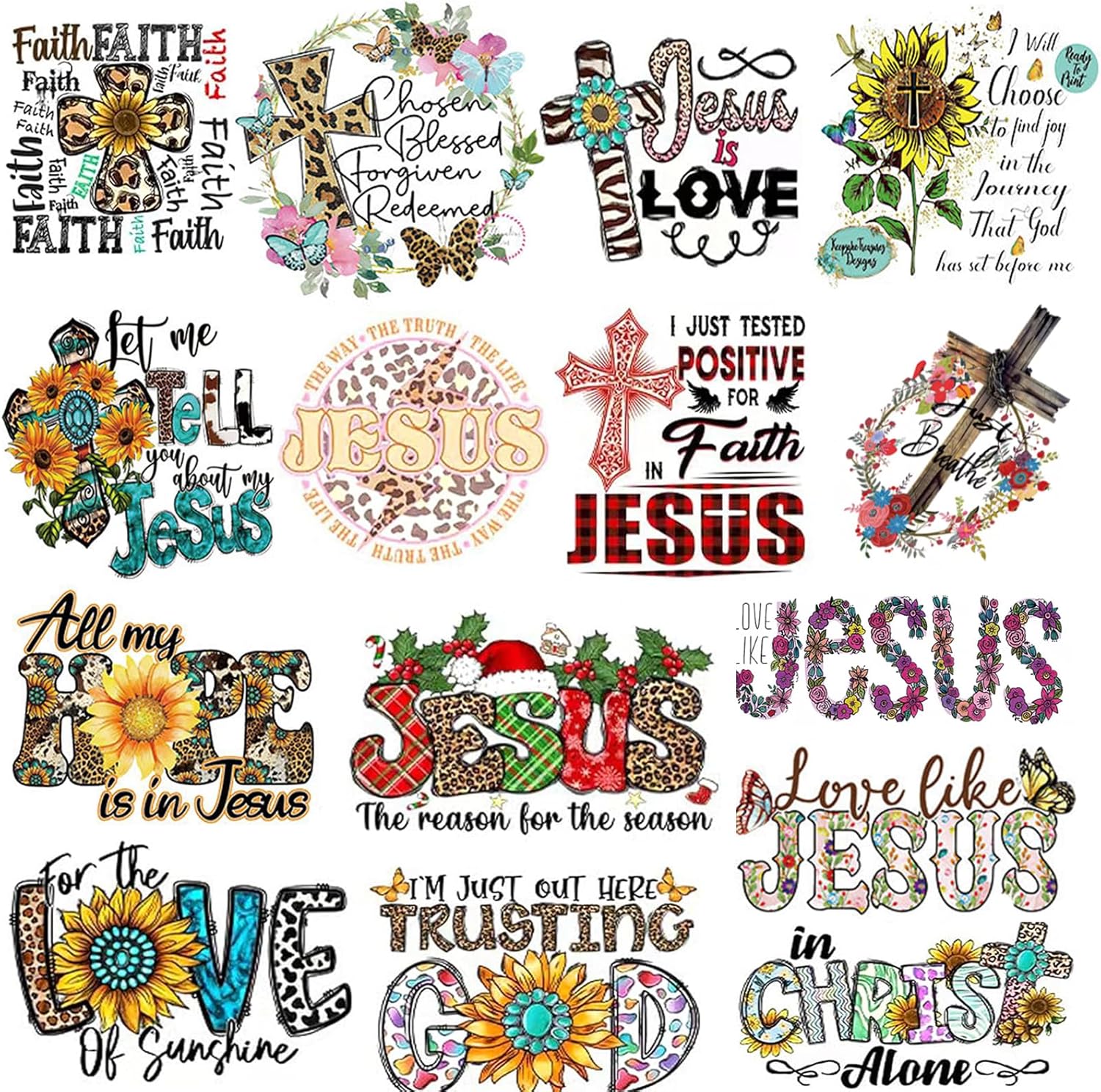 Amazon.com: 15PCS Jesus God Patches Iron on Transfer Stickers for ...