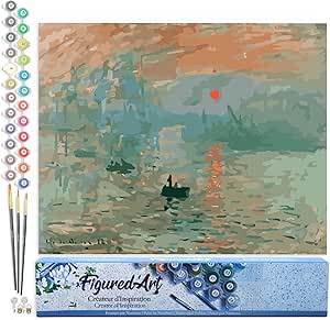 Amazon.com: Figured'Art Paint by Numbers for Adults Monet Sunrise 16 ...