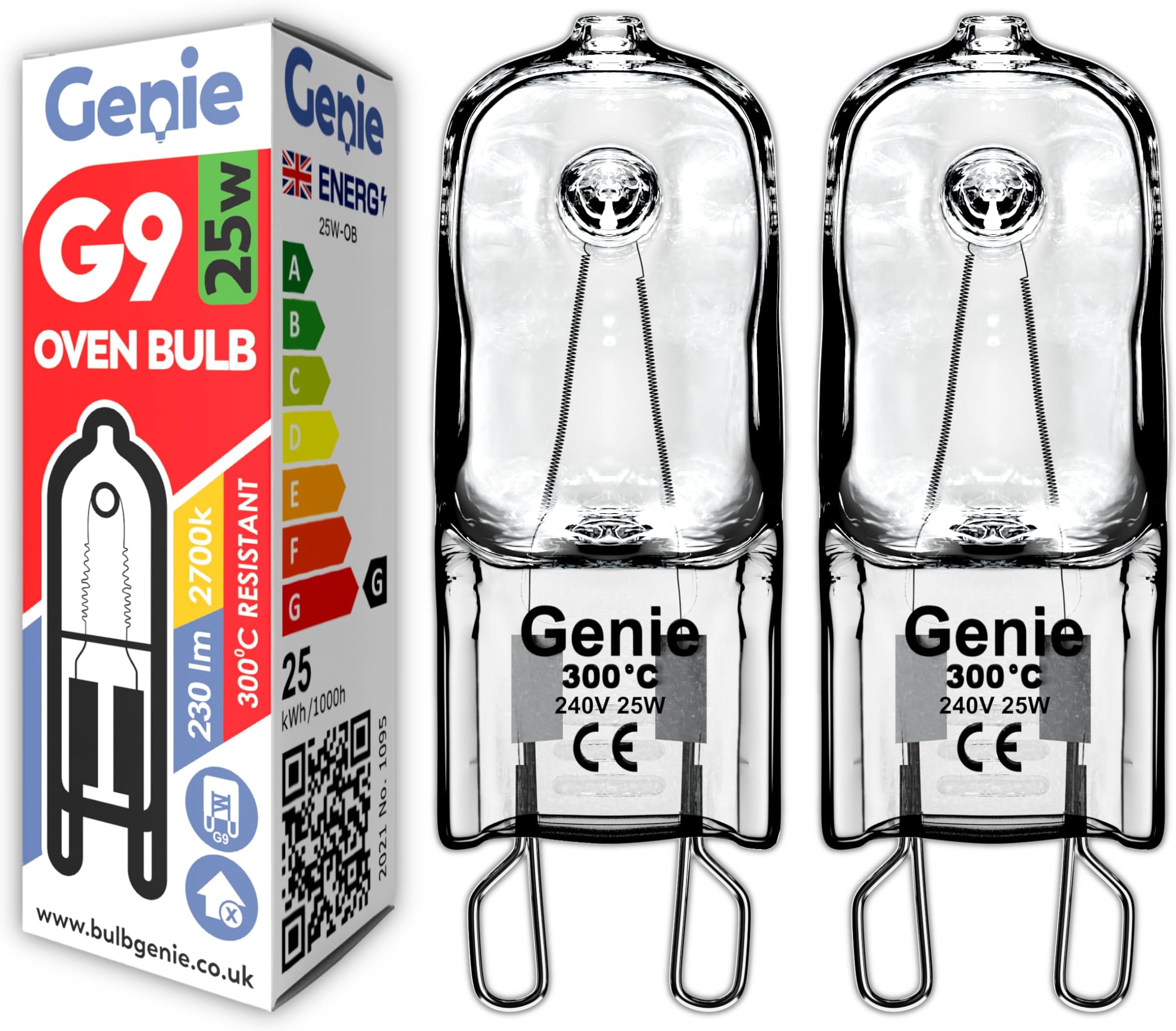 25W G9 Oven Bulb (Pack of 2) Halogen 300°C Heat Resistant 230V Lamps ...
